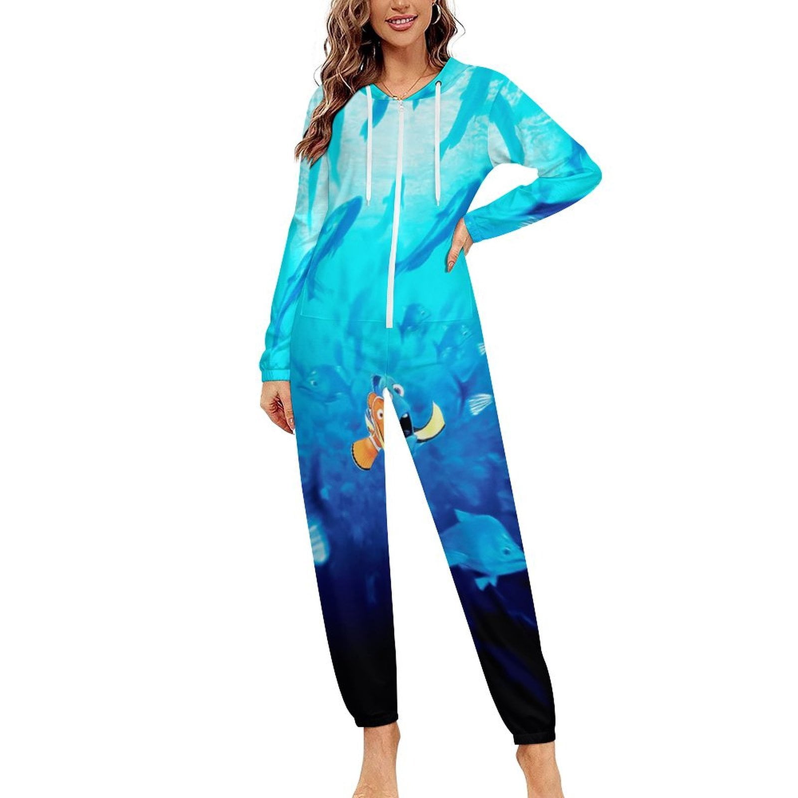 Finding Nemo Women Men Pajamas Zipper Onesie Jumpsuit Hooded One Piece ...