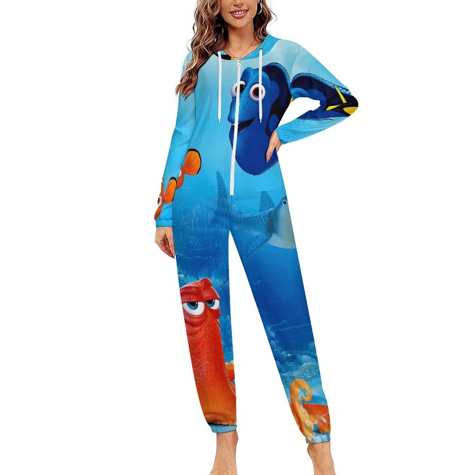Finding Nemo Women Men Pajamas Zipper Onesie Jumpsuit Hooded One Piece ...