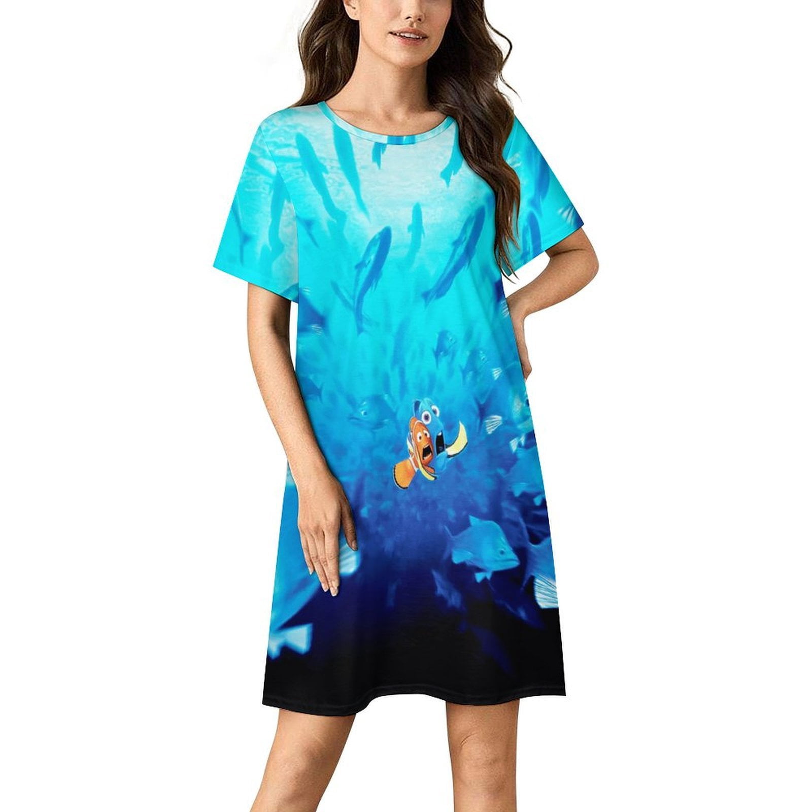 Finding Nemo Women's Nightgown Sleepwear Nightdress Short Sleeves Night ...