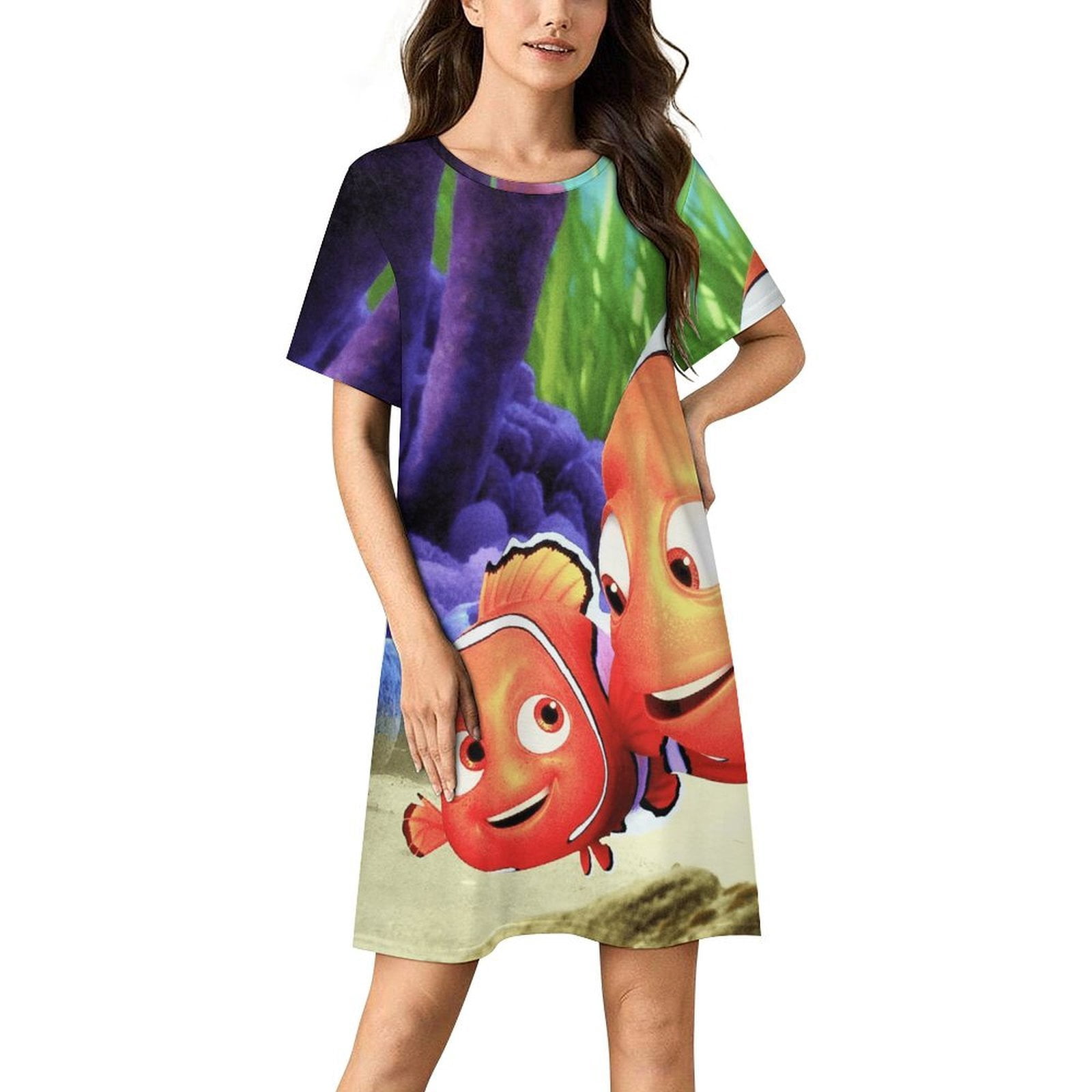 Finding Nemo Women's Nightgown Sleepwear Nightdress Short Sleeves Night ...