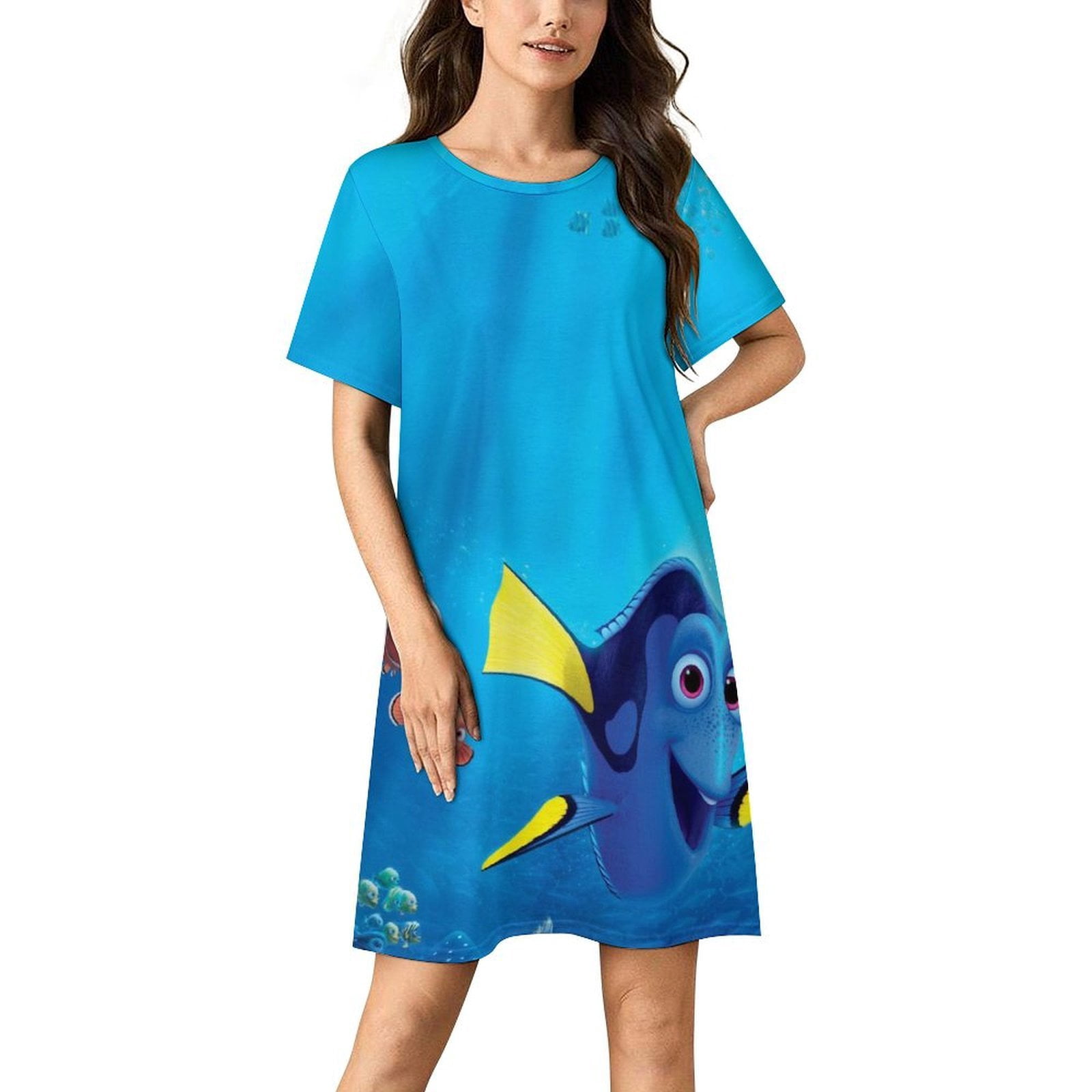 Finding Nemo Women's Nightgown Sleepwear Nightdress Short Sleeves Night ...