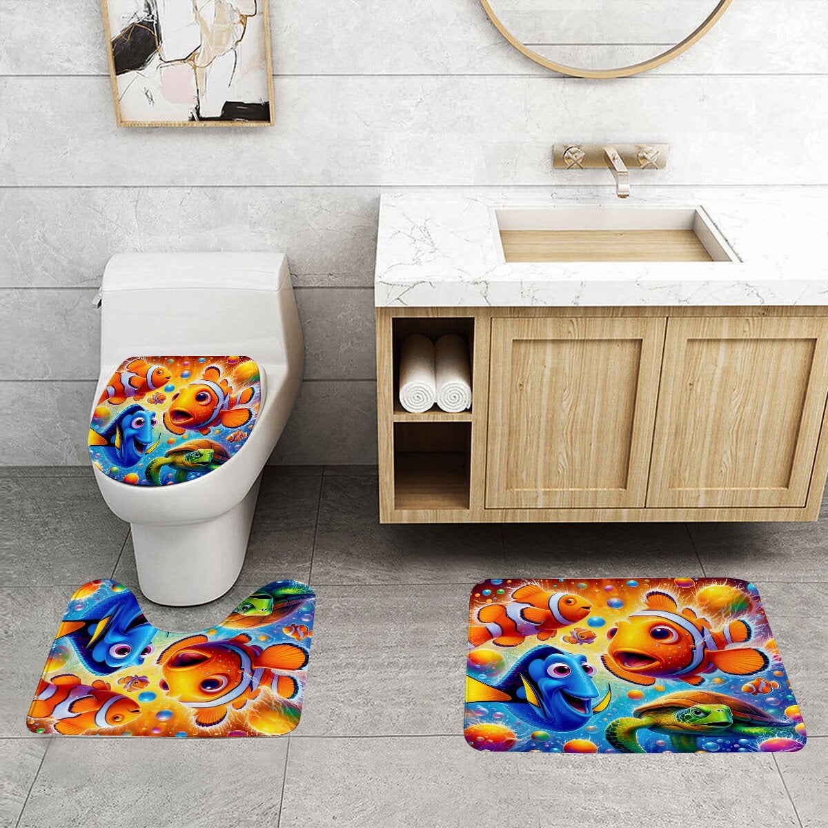 Finding Nemo floor mat and toilet set is durable, machine washable, and ...