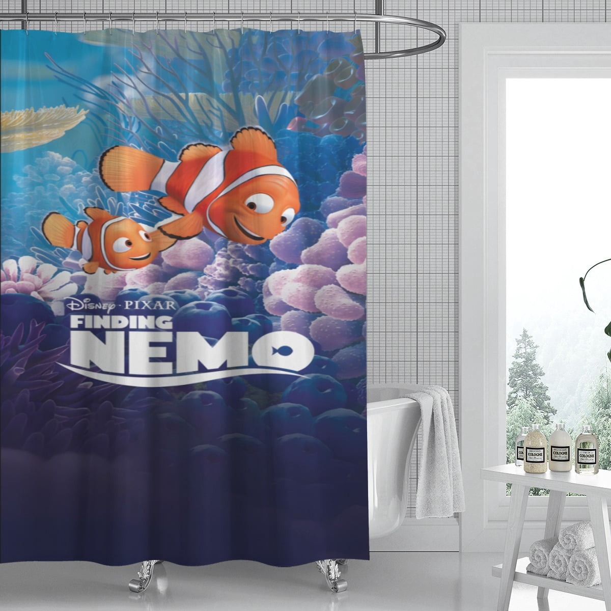 Finding Nemo shower curtain features a classic print, is waterproof for ...