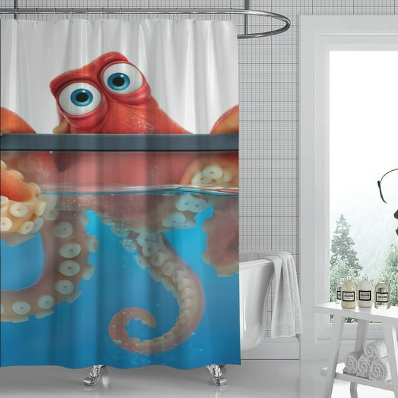 Finding Nemo shower curtain showcases a vibrant artistic print, is ...