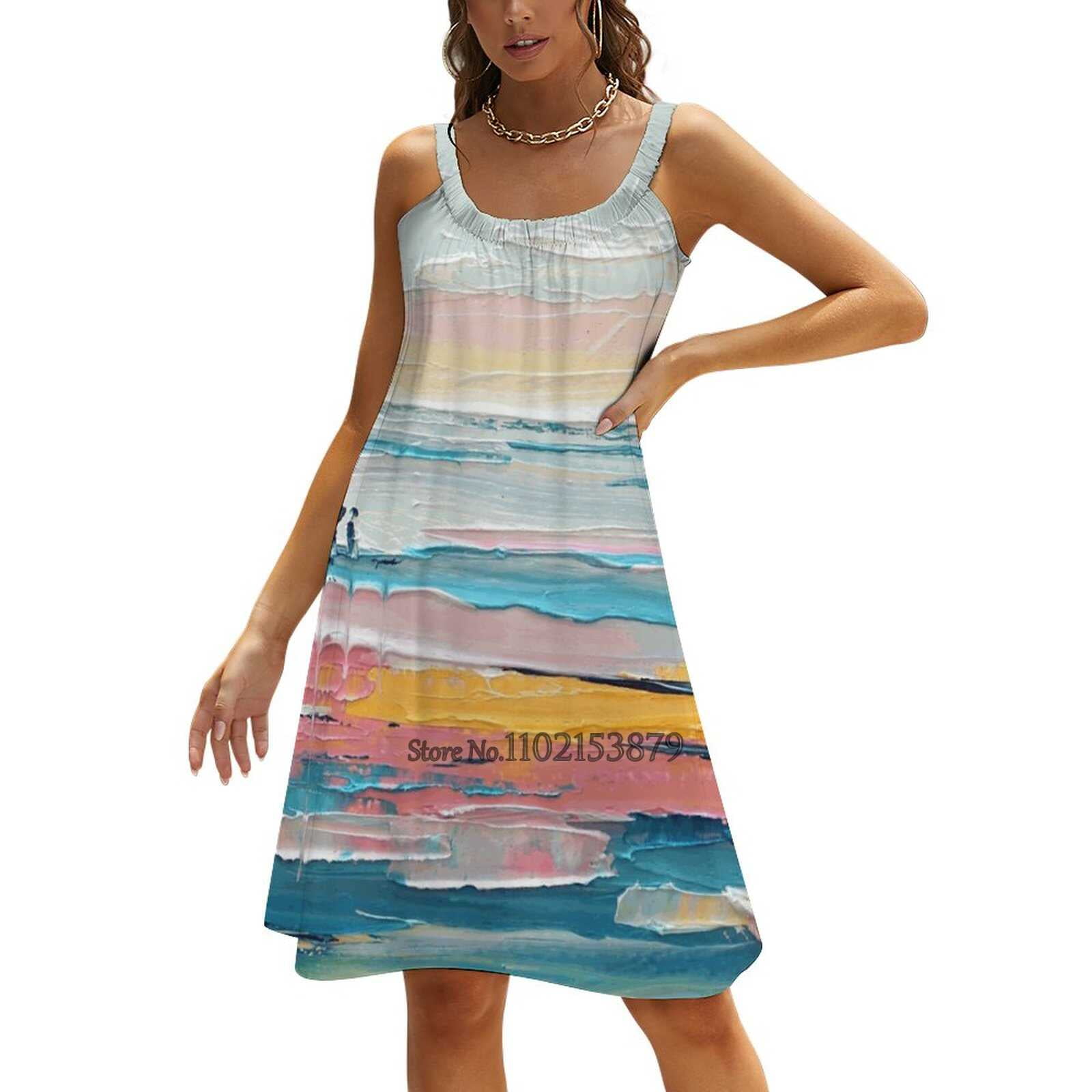 Finding Shells At The Beach Back Lacing Backless Dress Square Neck ...