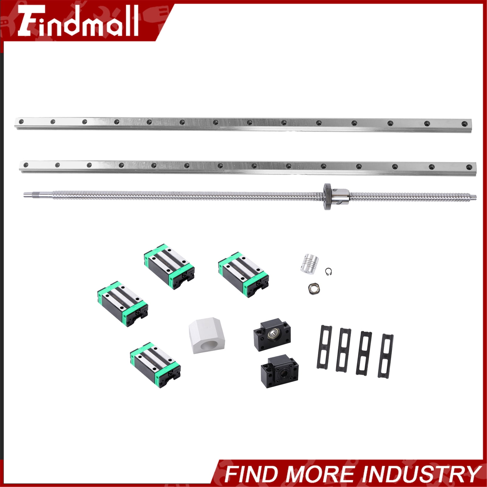 Findmall HGR20 Rail 800mm + SFU1605 Ball Screw Kit w/BF12 BK12 for CNC ...