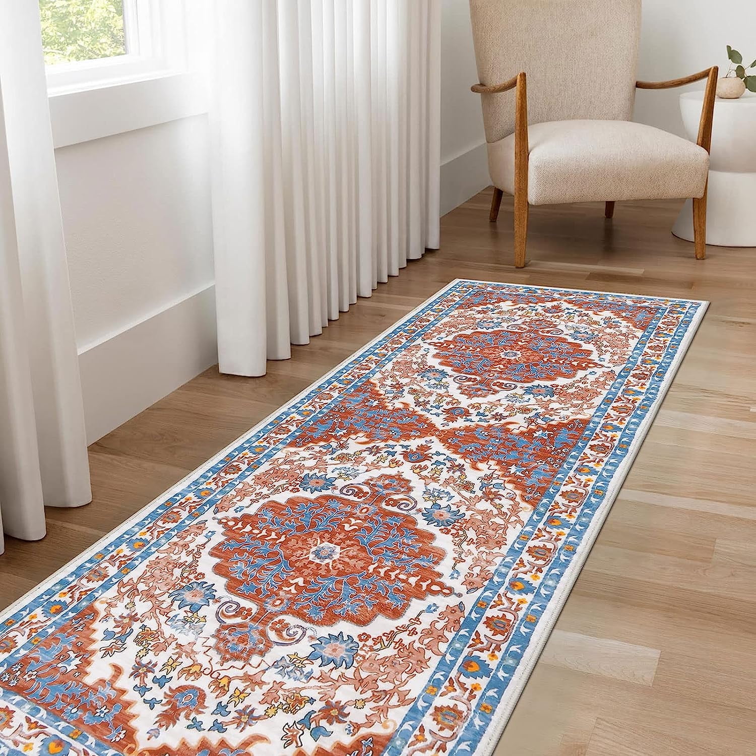 Findosom 2' x 6' Non-Slip Boho Runner Rug, Washable for Hallway ...