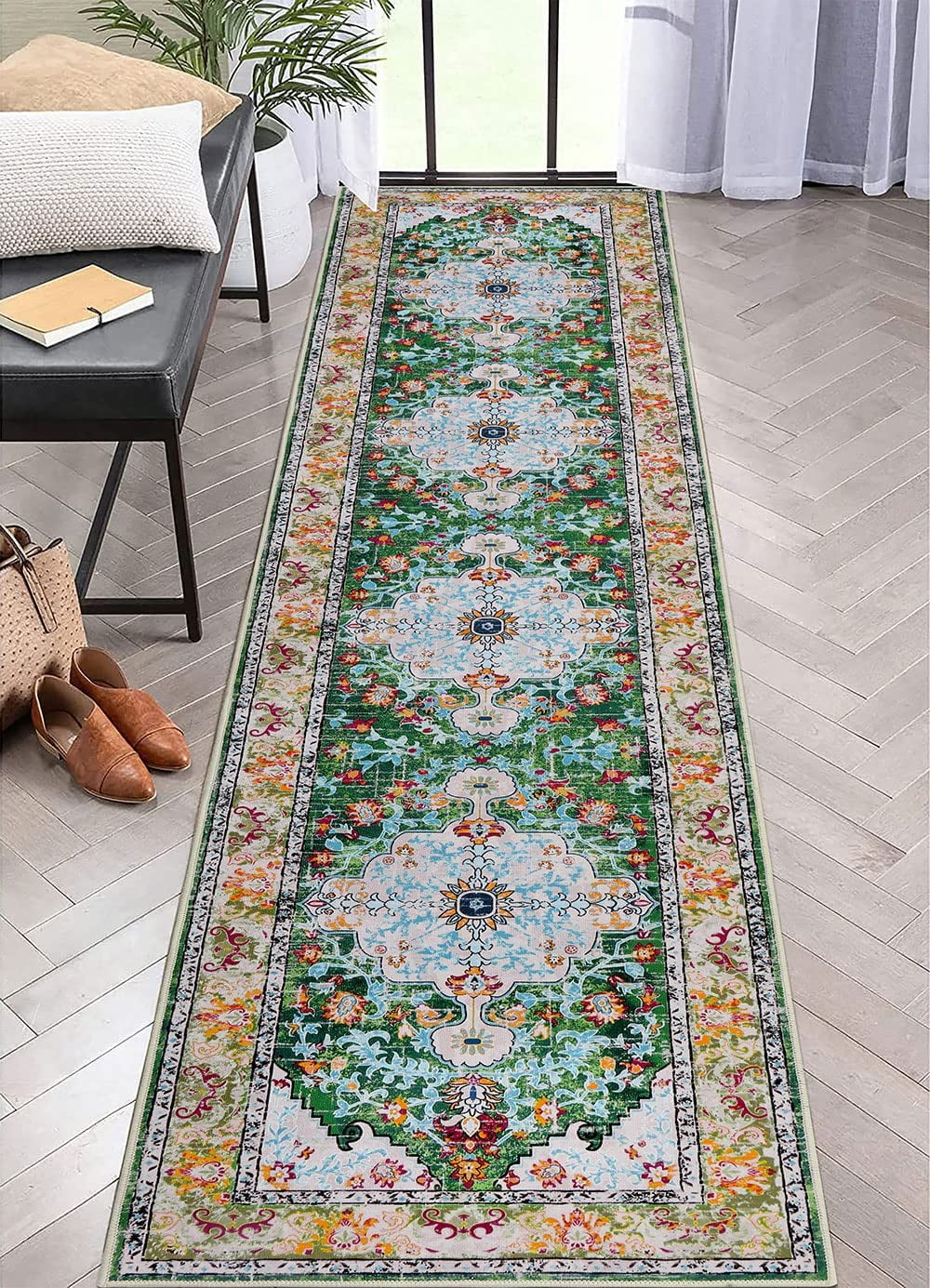 Findosom Vintage Boho Runner Rug 2'x10.2', Non Slip, Washable, Soft ...