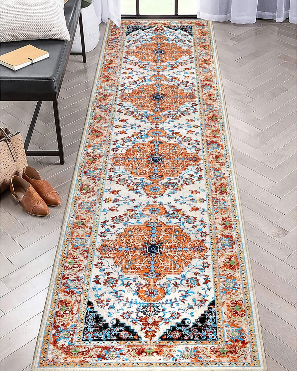 Findosom Boho Collection Runner Rug, Vintage Non-Slip Carpet Entry ...