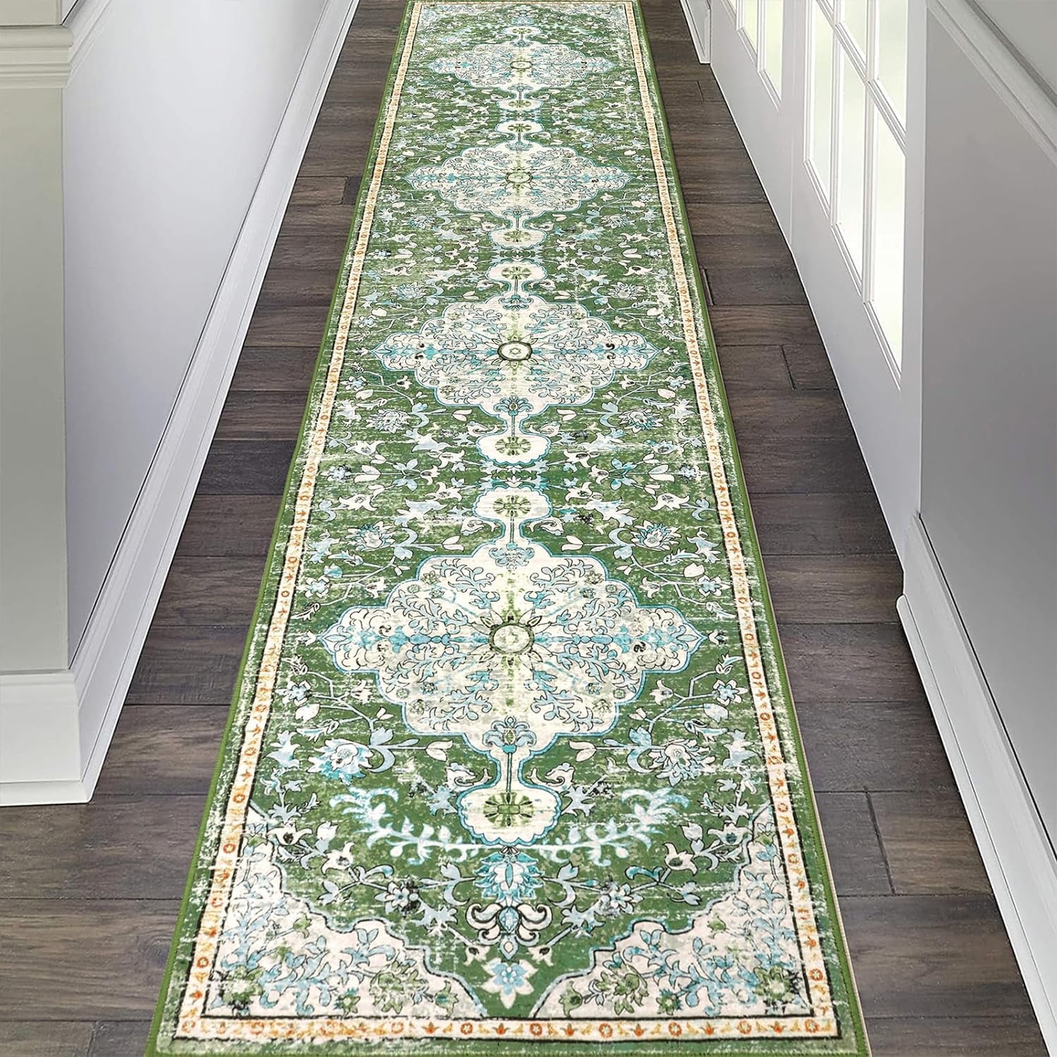 Findosom 2'x10' Vintage Runner Rug 0.4" Distressed Area Rug Non Slip ...