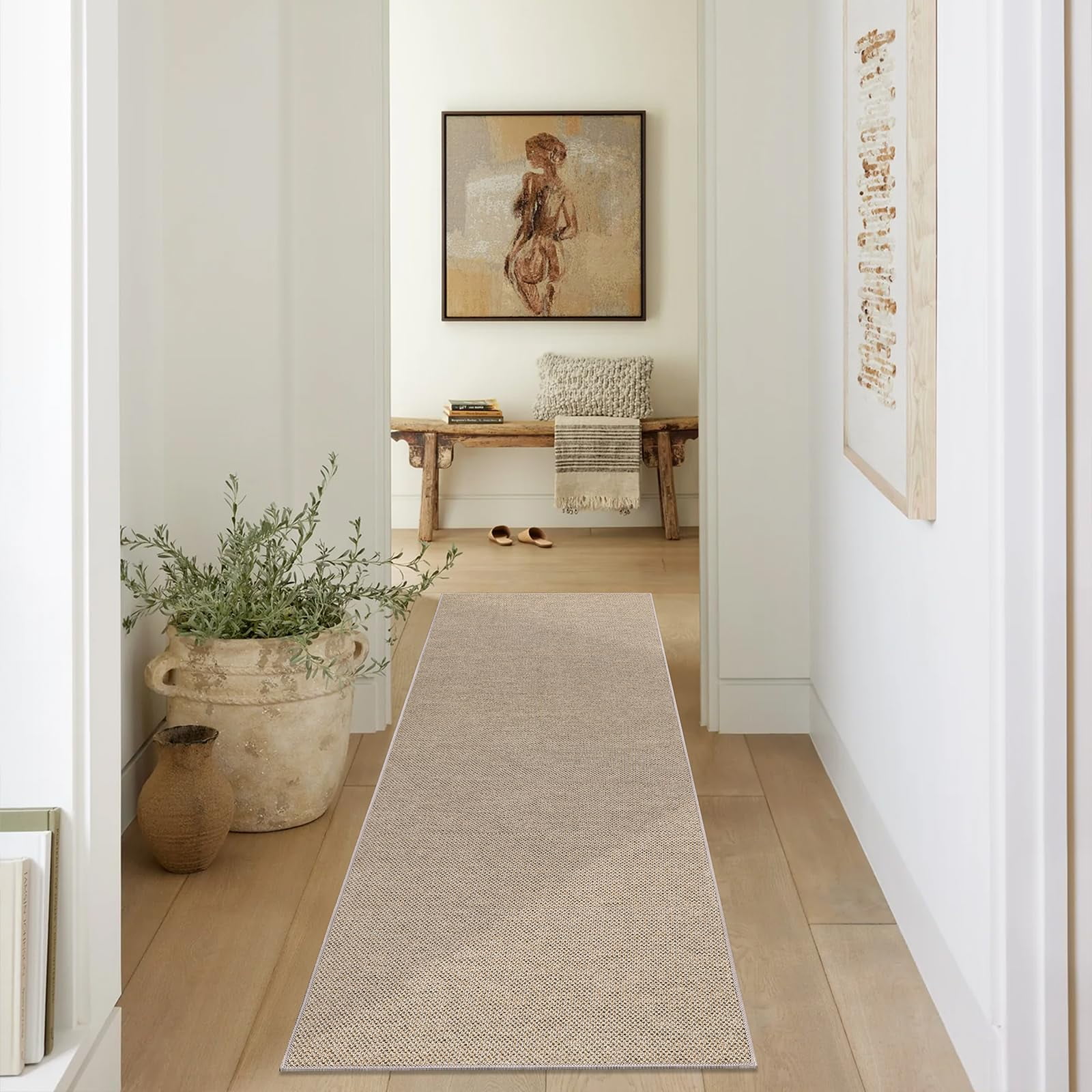 Findosom 2'x5' Jute Washable Runner Rug Non Slip Natural Woven Texture ...