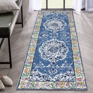 Birds in Blue Runner Rug Machine Washable Area Rugs Carpet Non Slip ...
