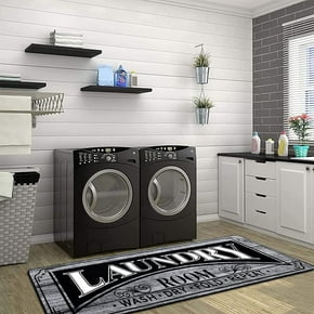 Laundry Room Mats and Runners in Light Gray and Neutral Colors