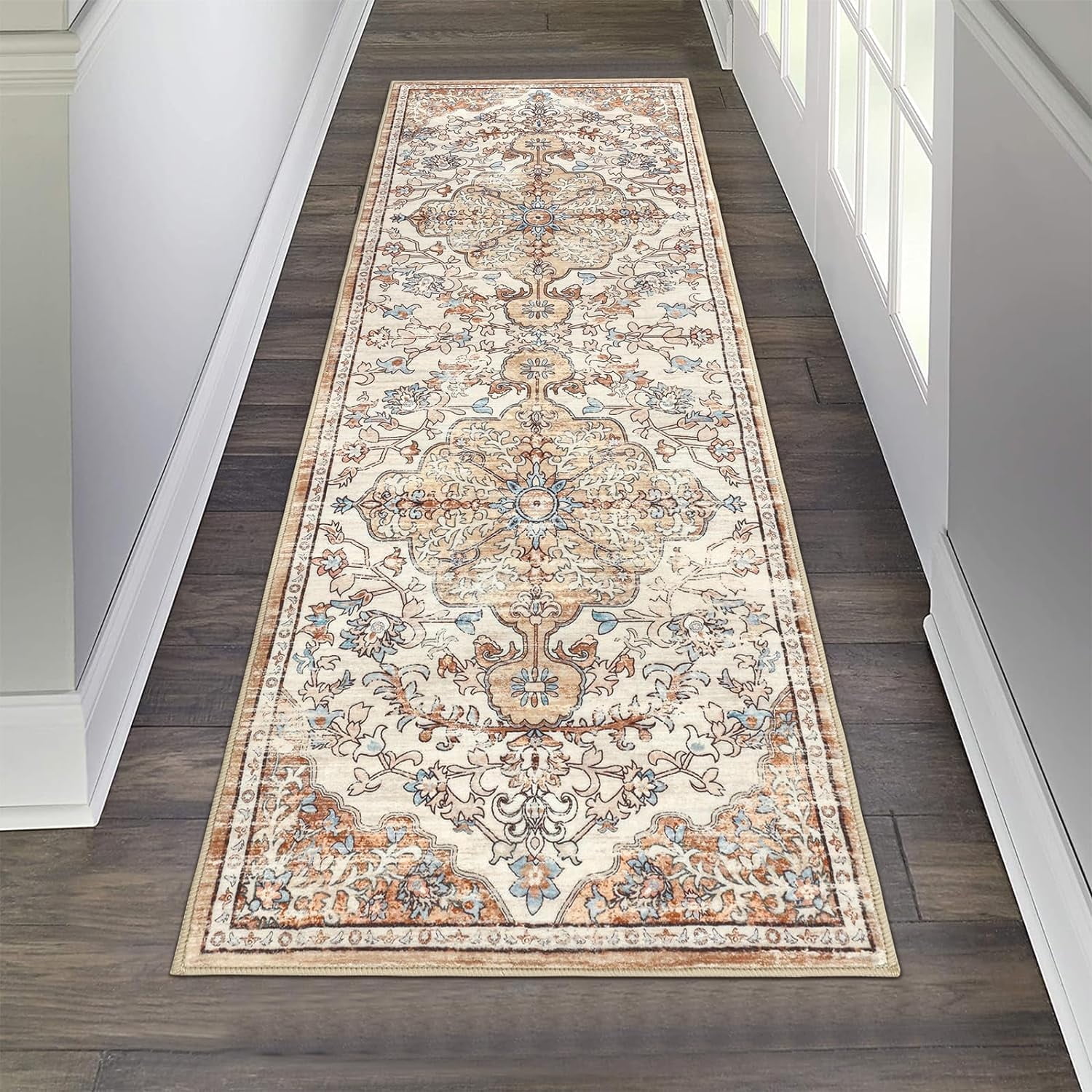 Findosom 2'x6' Vintage Runner Rug 0.4\ Distressed Area Rug Non Slip ...