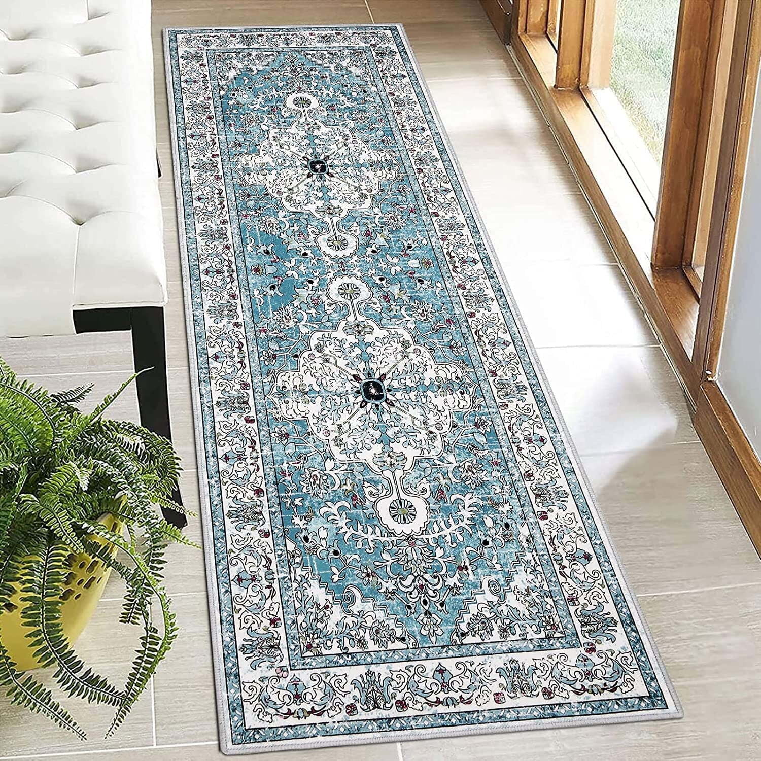 Findosom 2'x8' Vintage Boho Runner Rug Washable Non-slip Area Rug ...