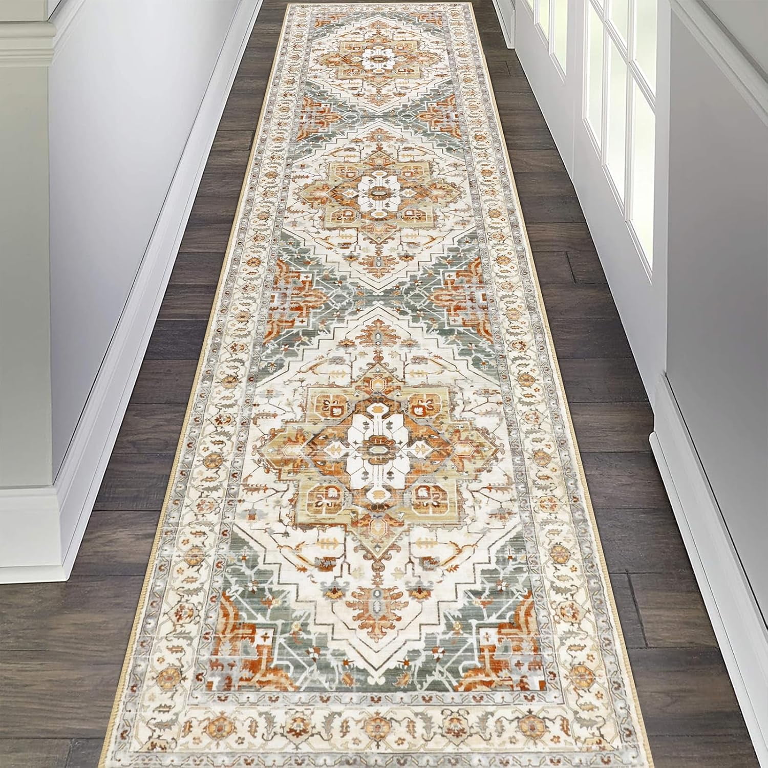 Findosom Vintage Boho 2'x8' Non Slip Washable Runner Rug for Indoor ...