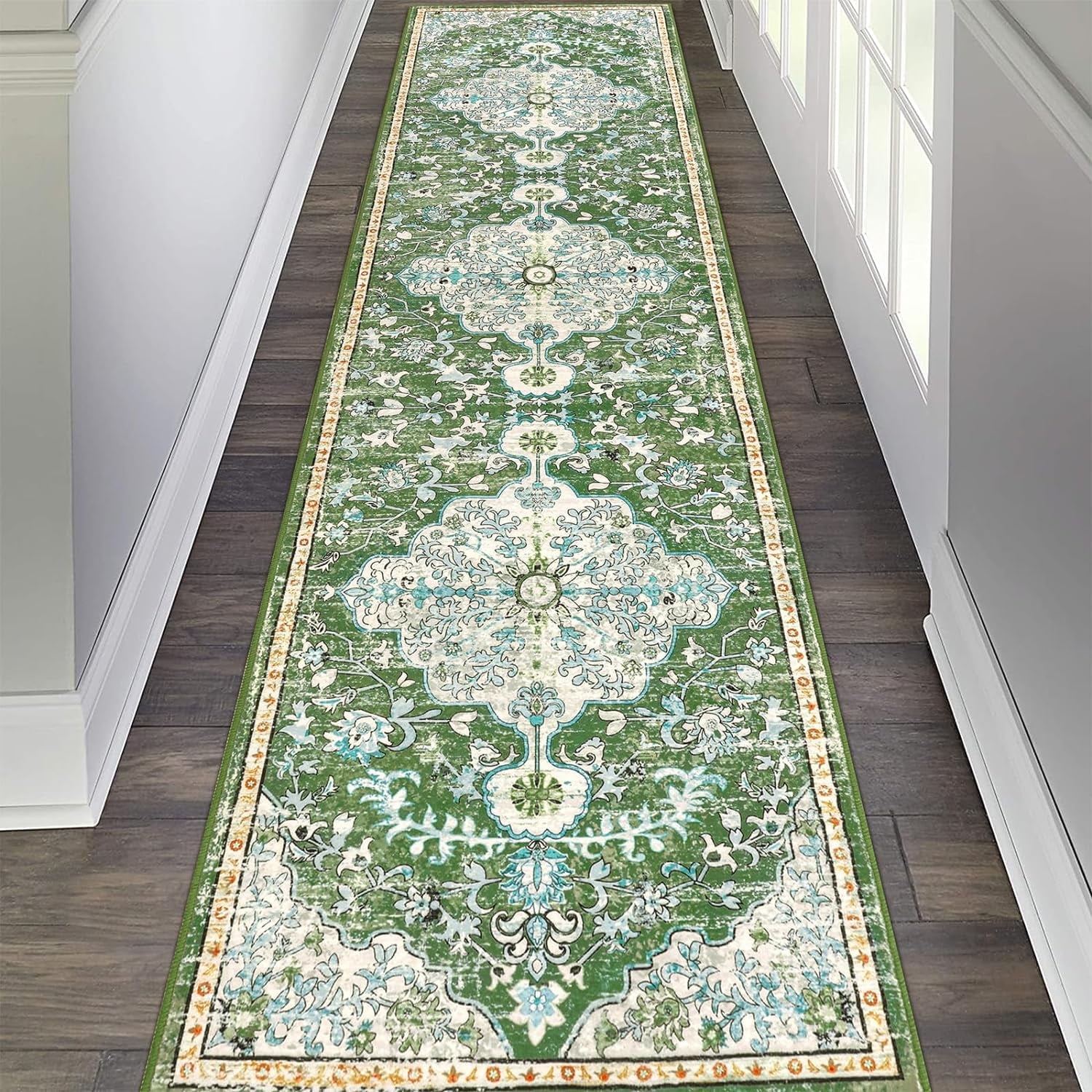 Findosom 2'x8' Vintage Runner Rug 0.4" Distressed Area Rug Non Slip ...