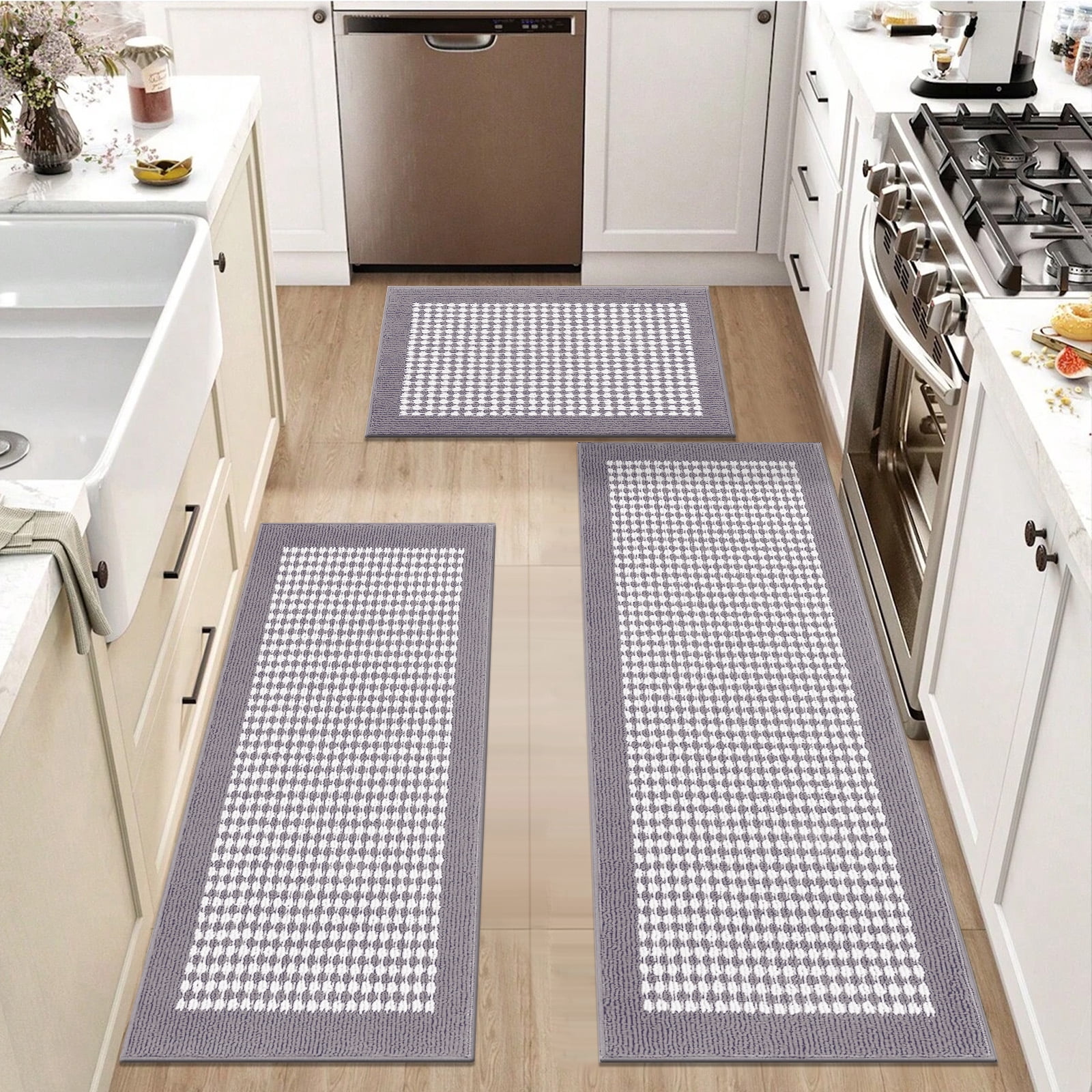 Findosom 3pcs Moroccan Kitchen Rugs Set, Machine Washable Lattice ...