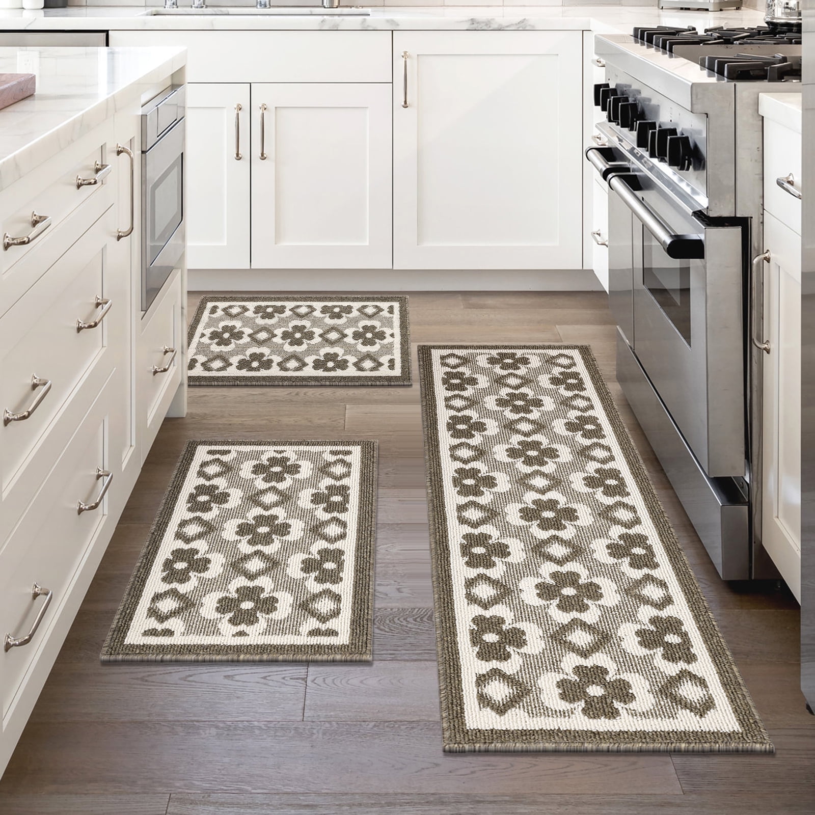Findosom Boho Kitchen Rug Set, Washable, 20"x32"+20"x48"+20"x59", Gray ...