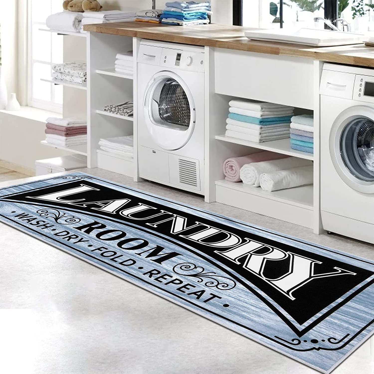 Findosom Farmhouse 24"x71" Non Slip Machine Washable Runner Rug for ...