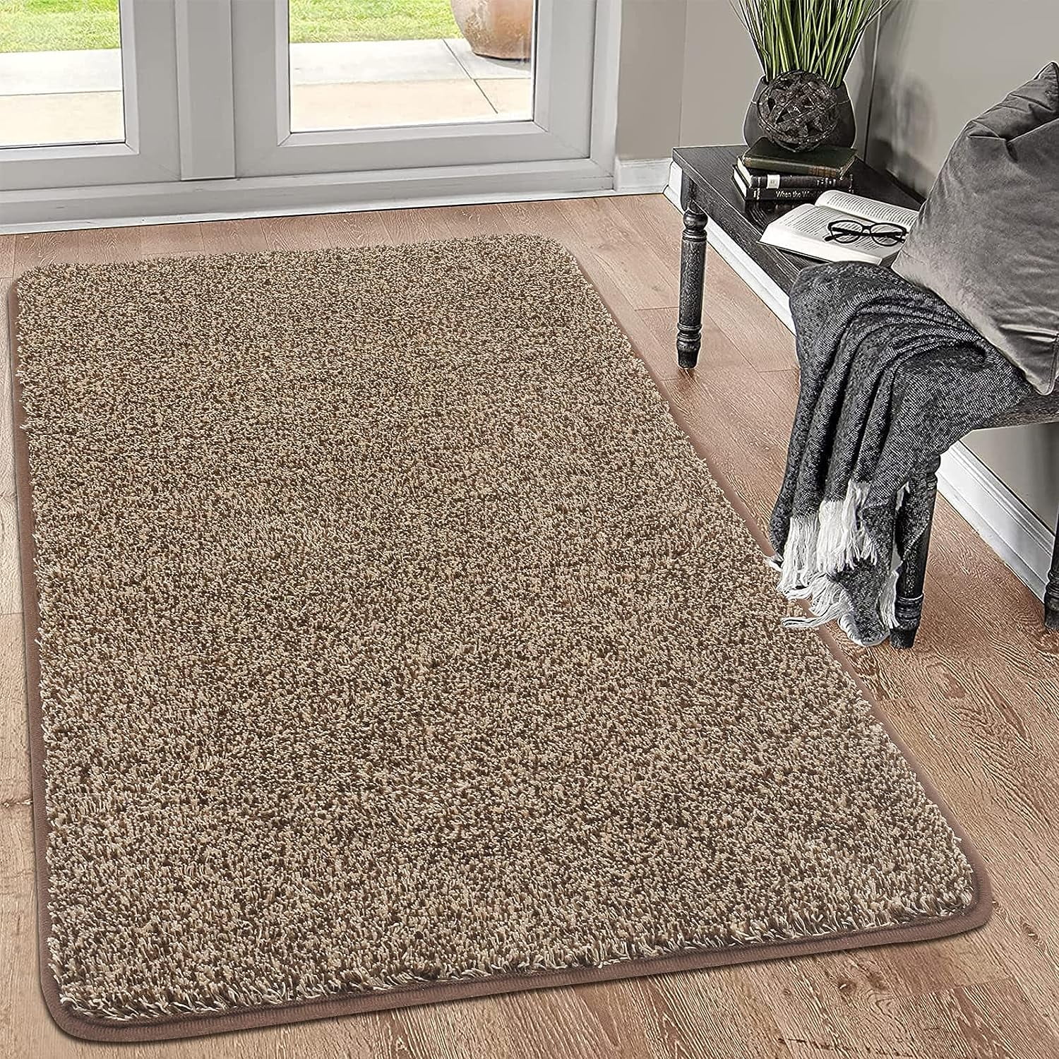 "Findosom Extra Large 32""x47"" Water-Resistant Apricot Non-Slip Entry ...