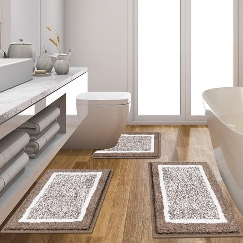 "Findosom 3pcs Non Slip, Quick Dry, Ultra Soft Bathroom Rugs Set with U ...
