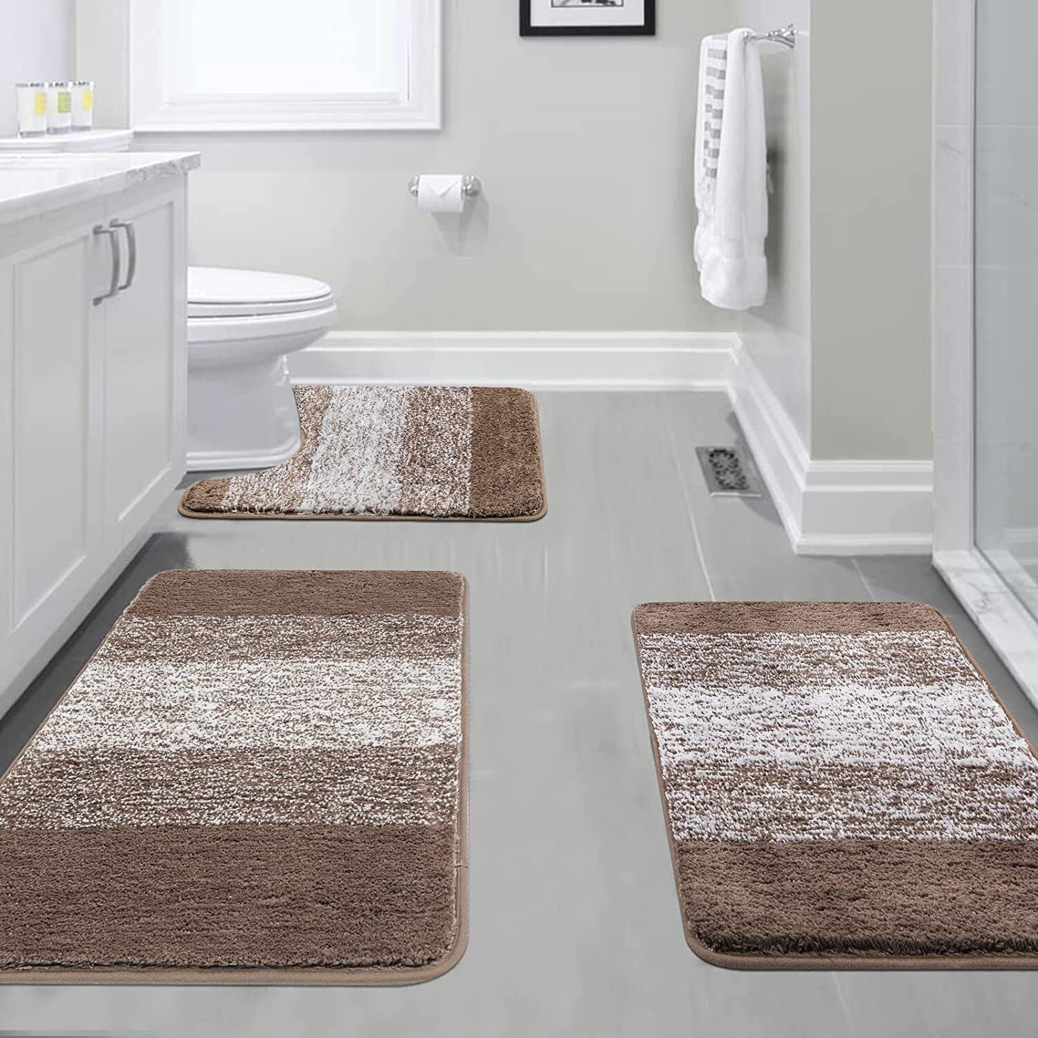 "Findosom 3pcs Quick-Drying Non-Slip Bathroom Rugs Set, U-Shape 20""x24 ...