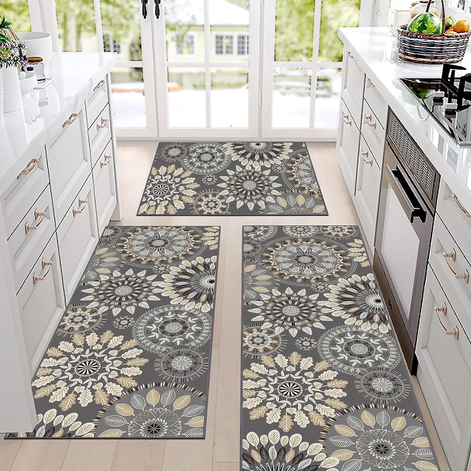 Findosom 3pc Boho Rug Set, Machine Washable, Non-Slip, Farmhouse-Style ...