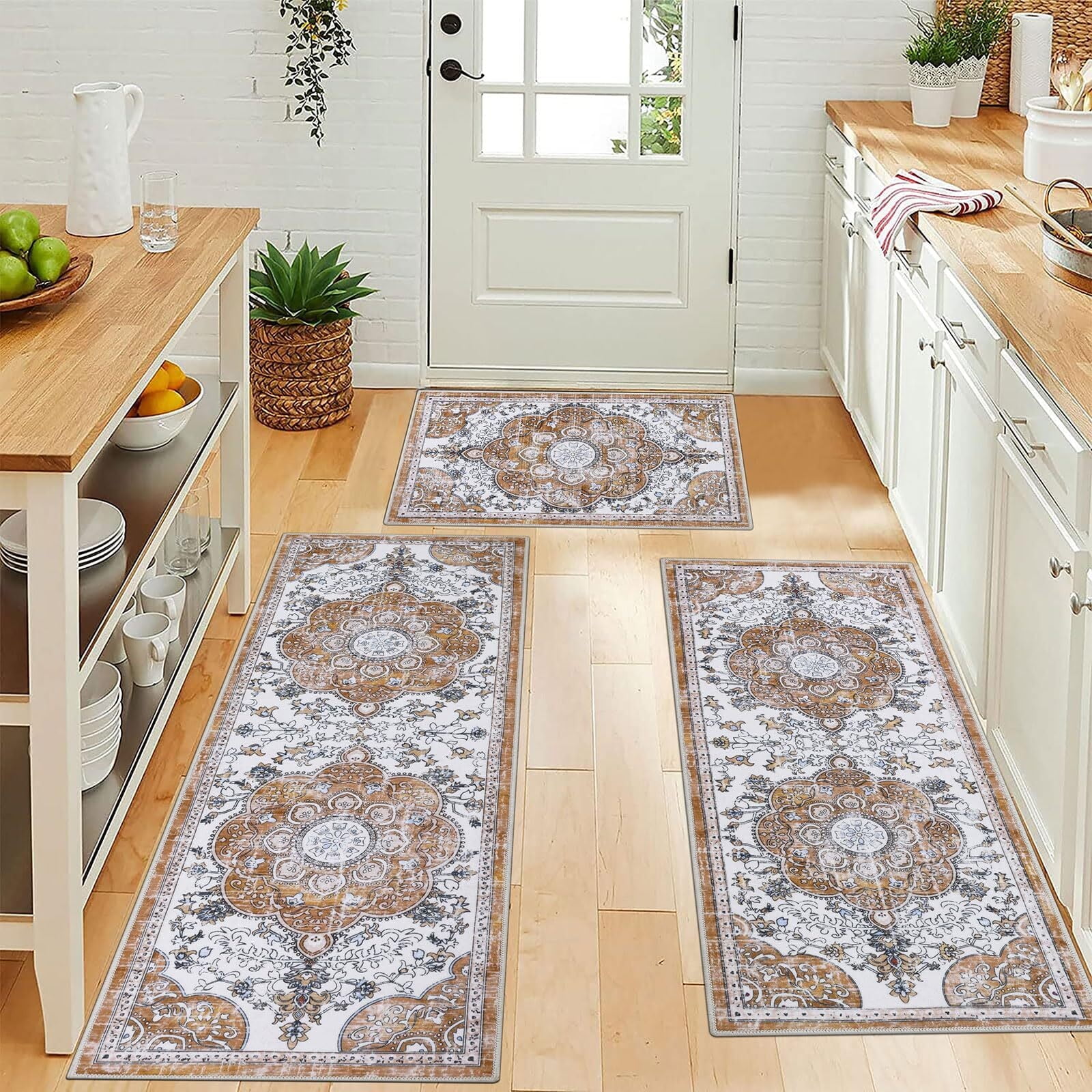 Findosom 3pcs Boho Kitchen Rug Sets Bohemian Kitchen Rugs and Mats Non ...