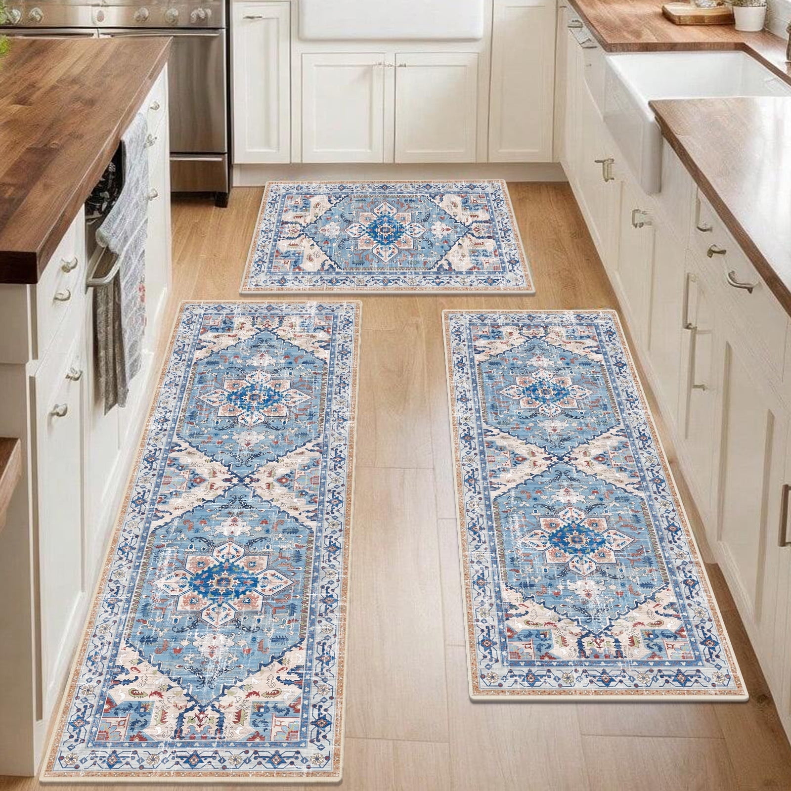 Findosom 3pcs Farmhouse Kitchen Rug Sets, Non Slip, Washable, Ideal for ...