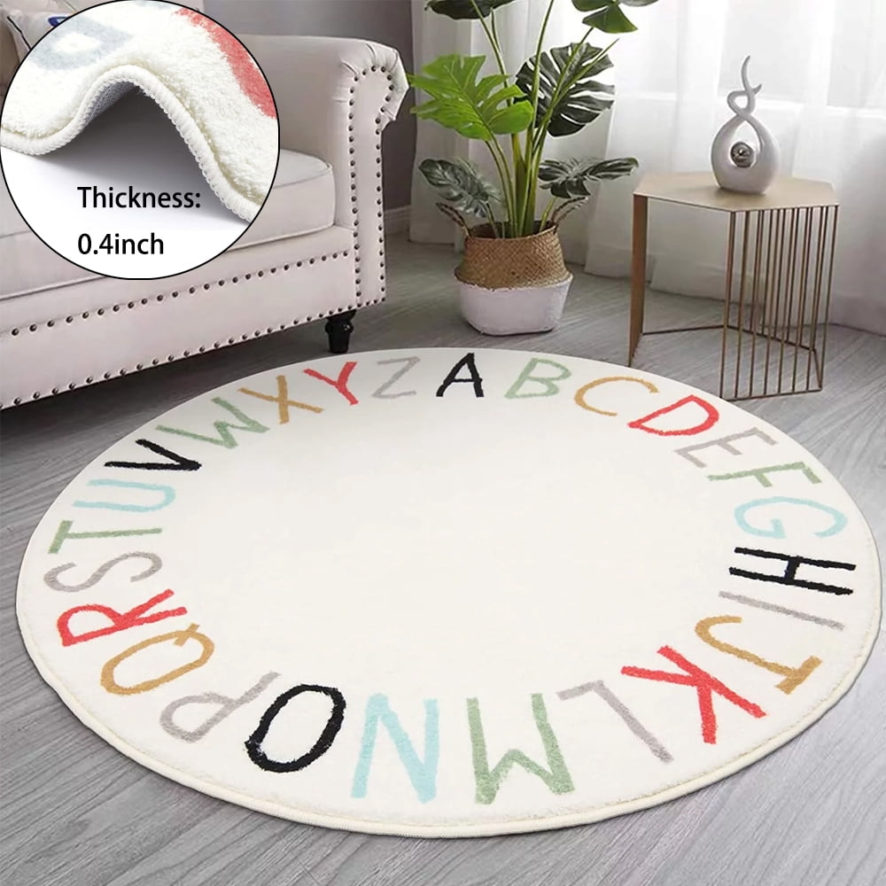 Findosom 4' Round Kids Play Mat Large Soft Alphabet Nursery Rug ...