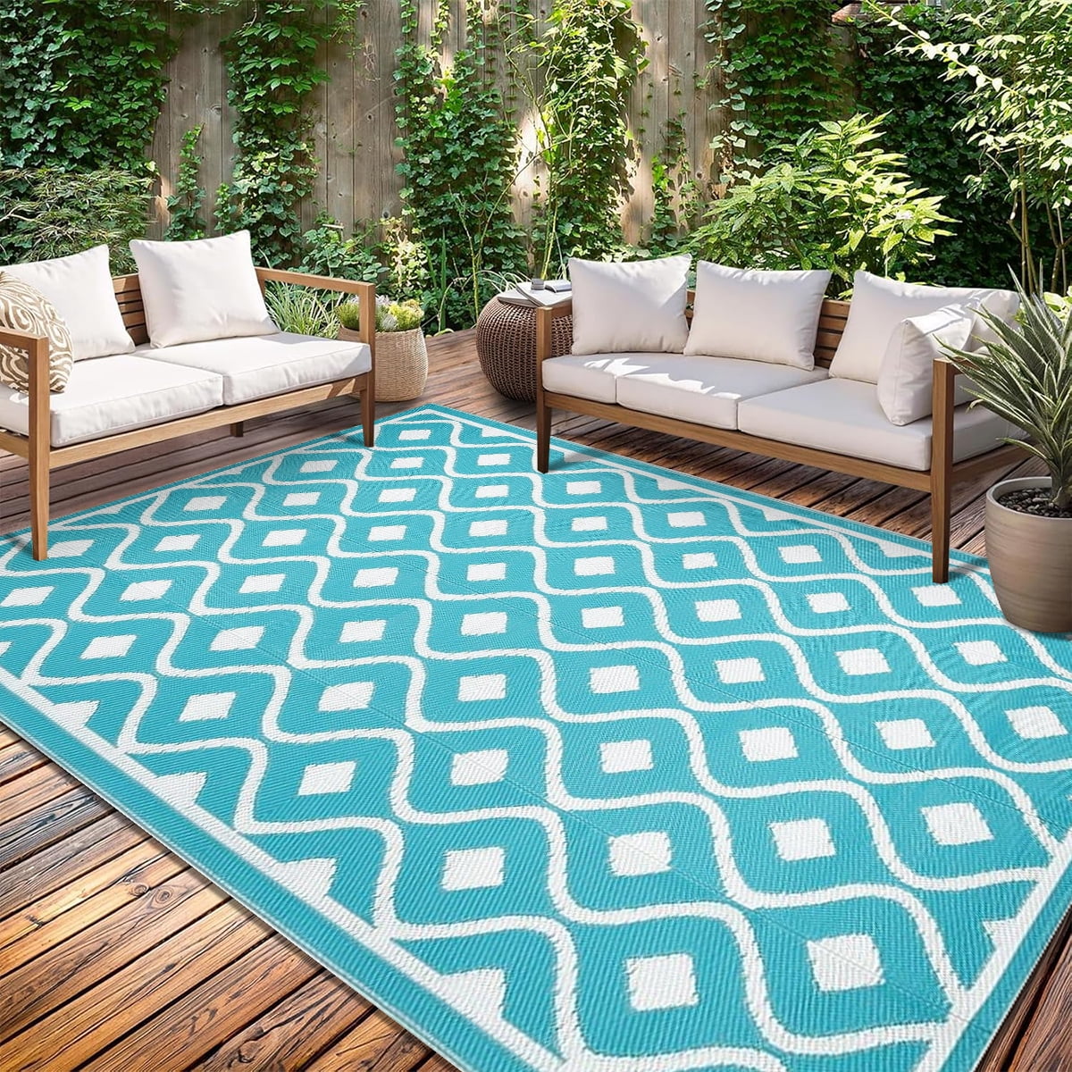 Findosom Waterproof Outdoor Rug 6x9 Reversible Patio Mat RV Beach ...
