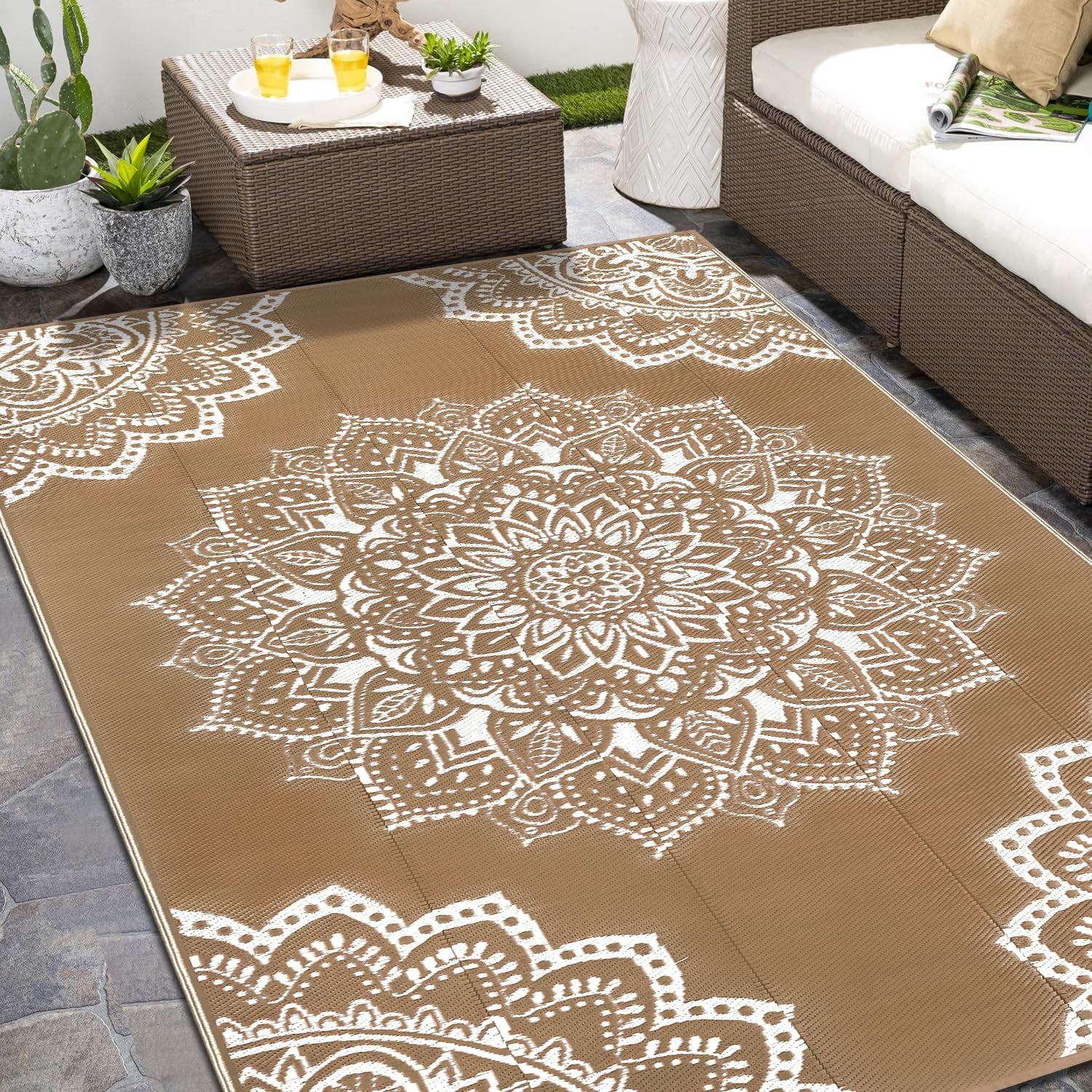Findosom 6'x9' Outdoor Rugs Large Patios RV Outdoor Rug Reversible ...