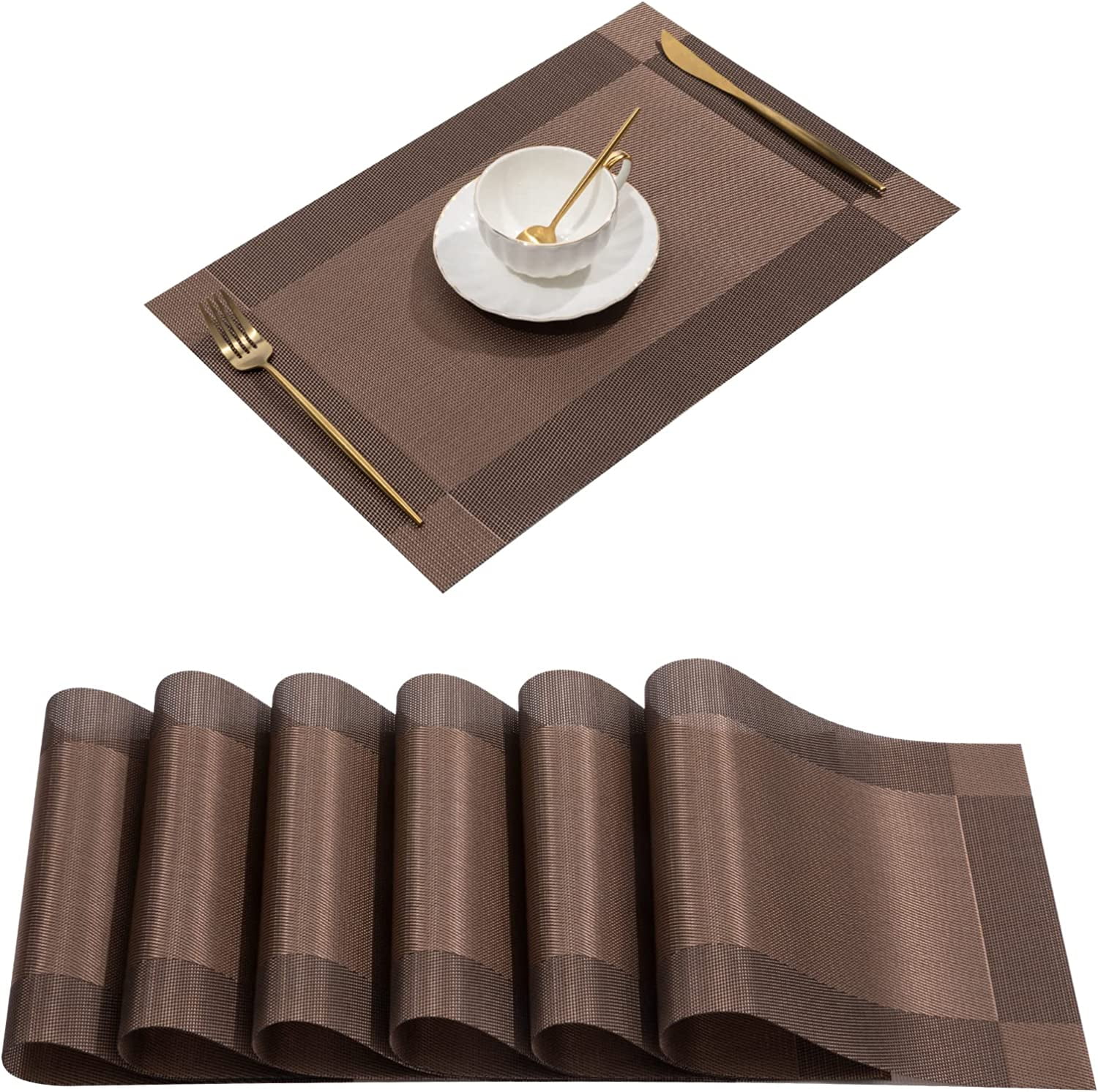 Findosom 6pcs of PVC Placemat, Non-Slip Heat-Resistant Table Place Mat ...
