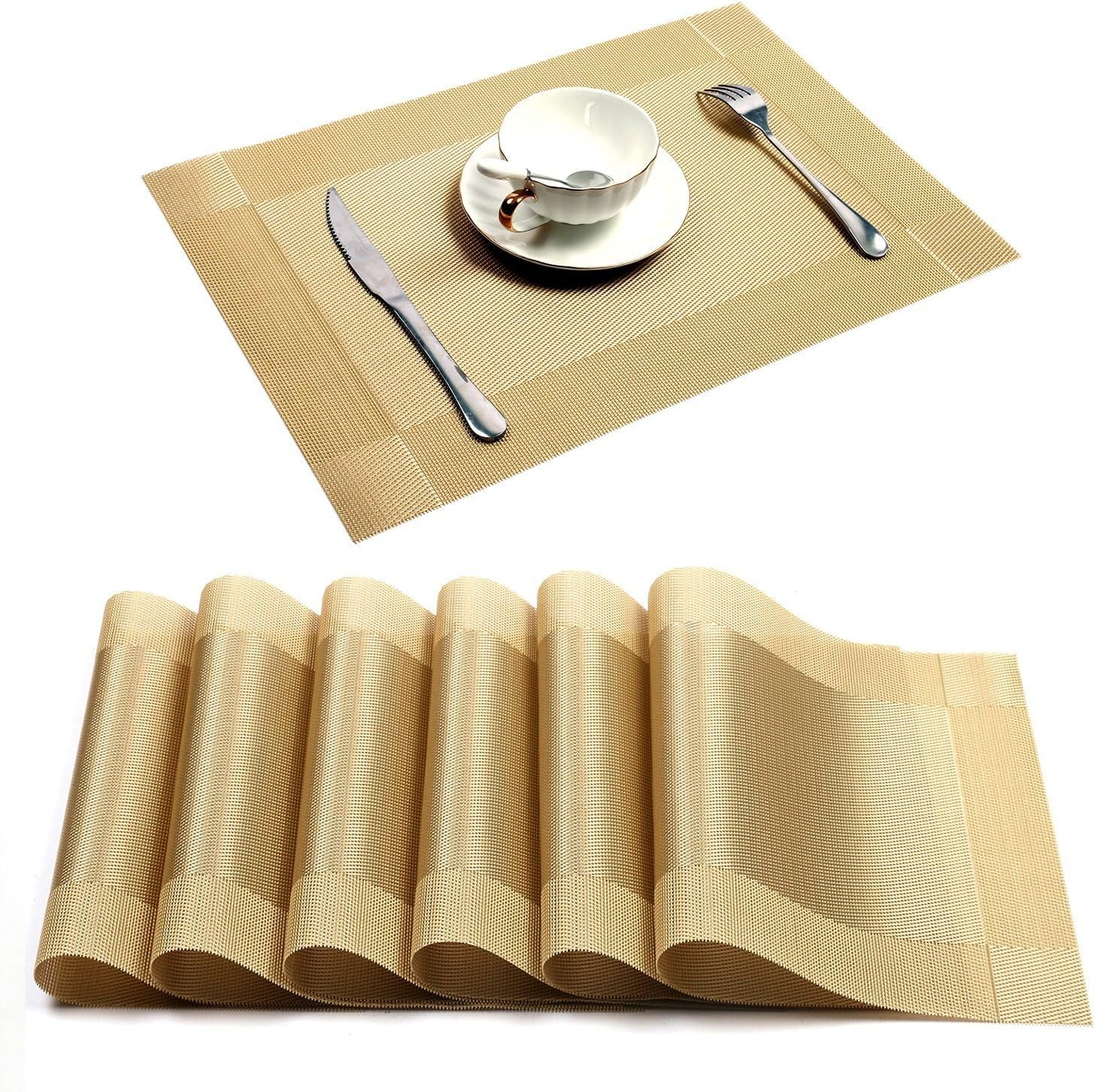 Findosom 6pcs of PVC Placemat, Non-Slip Heat-Resistant Table Place Mat ...