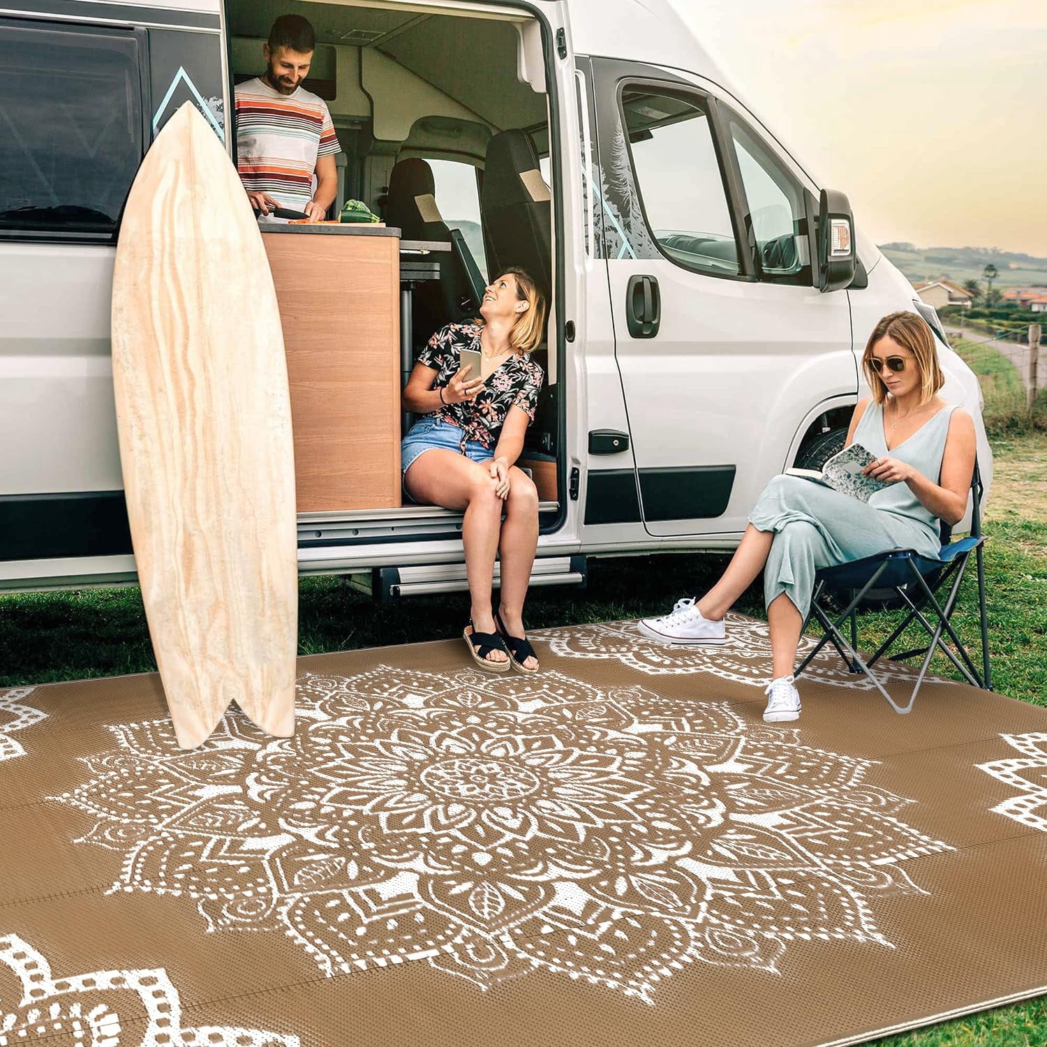 Findosom 8'x10' Outdoor Rugs Large Patios RV Outdoor Rug Reversible ...