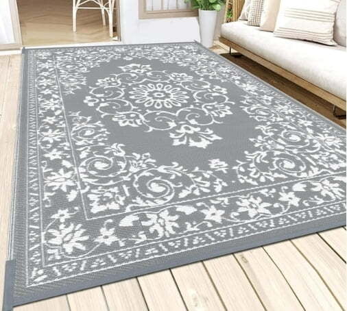 Findosom 9'x12' Boho Mandala Outdoor Reversible Plastic Straw Rug ...