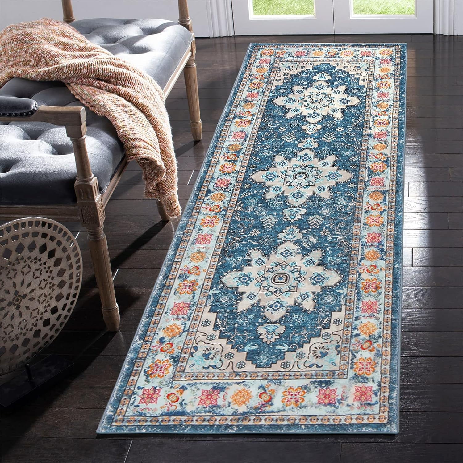 Findosom Boho Runner Rug 2'x6' Non Slip Washable Distressed Medallion ...