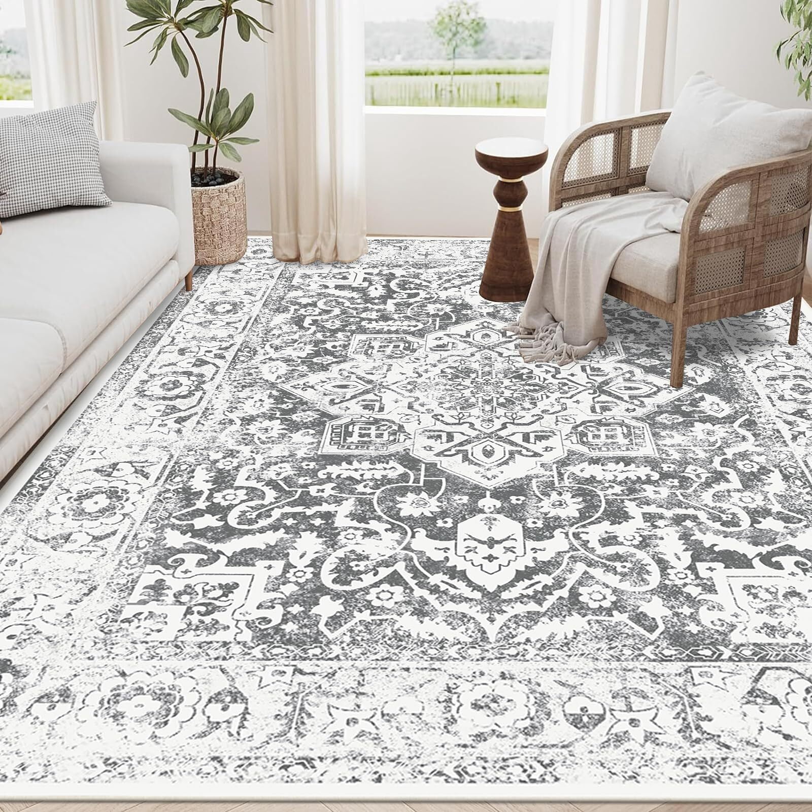 Findosom Floral Area Rugs Large Boho Living Room Floor Carpet Washable ...