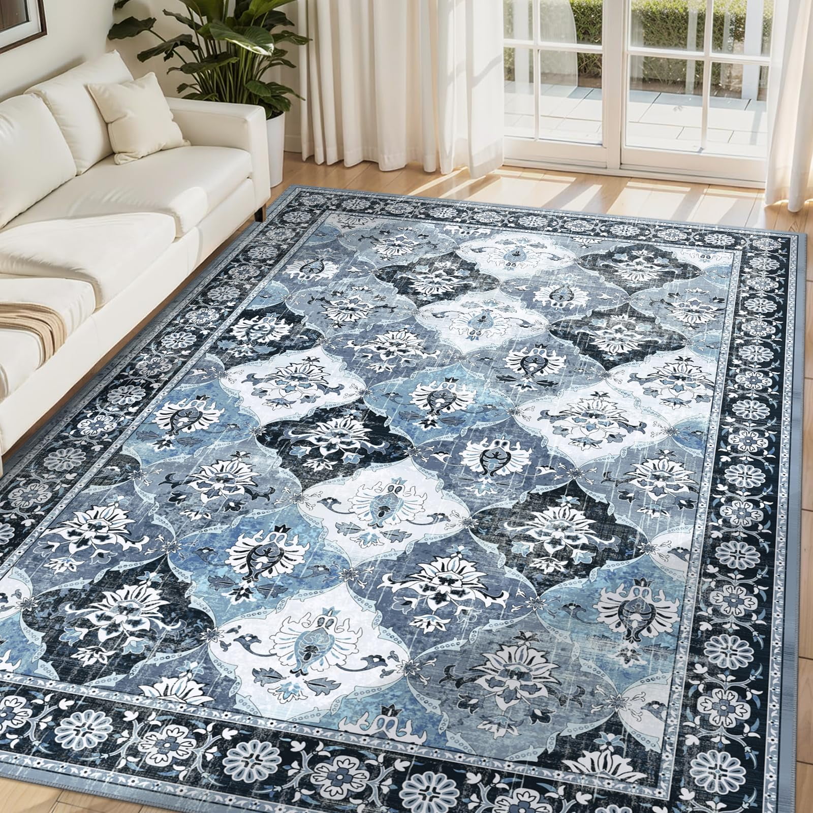Findosom Vintage Area Rug 6x9 Washable Living Room Rug,Non-Slip Soft ...