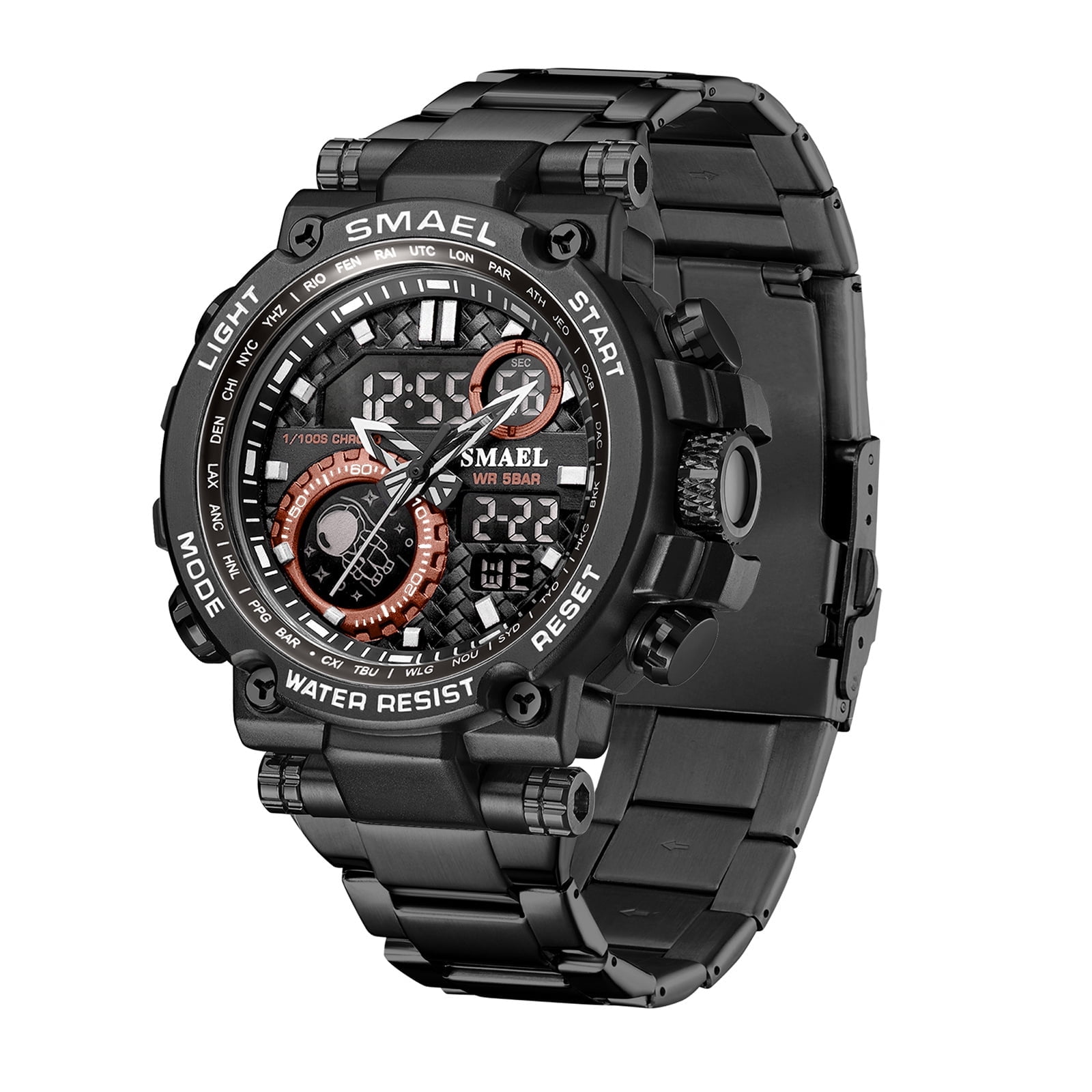 Findtime Luxury Stainless Steel Analog Digital Watches for Men ...