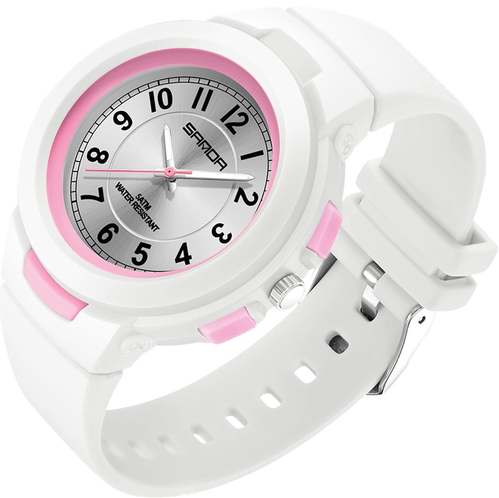 Findtime White Watch for Women 5 ATM Water Resistant Silicone Band ...