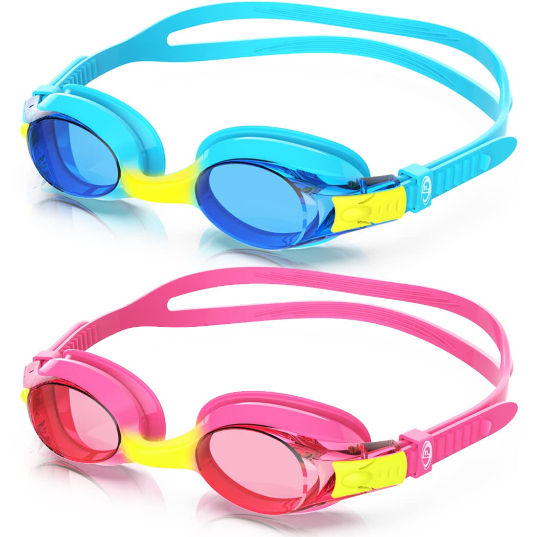 Findway Kids Swim Goggles, 2 Pack Swimming Goggles for Youth Girls Boys ...
