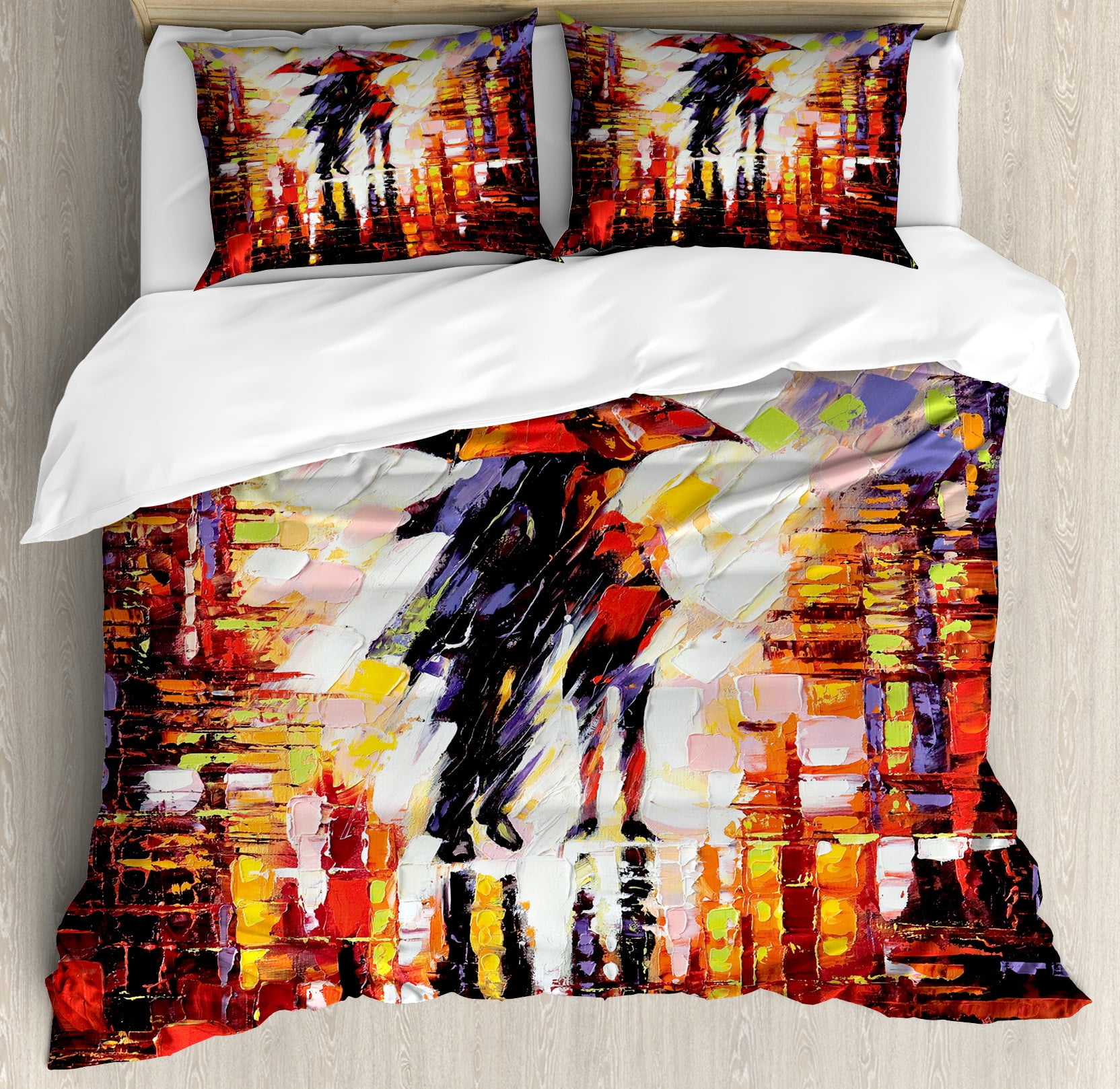 Fine Art Duvet Cover Set, Surrealistic Style Painting of Couple Under ...