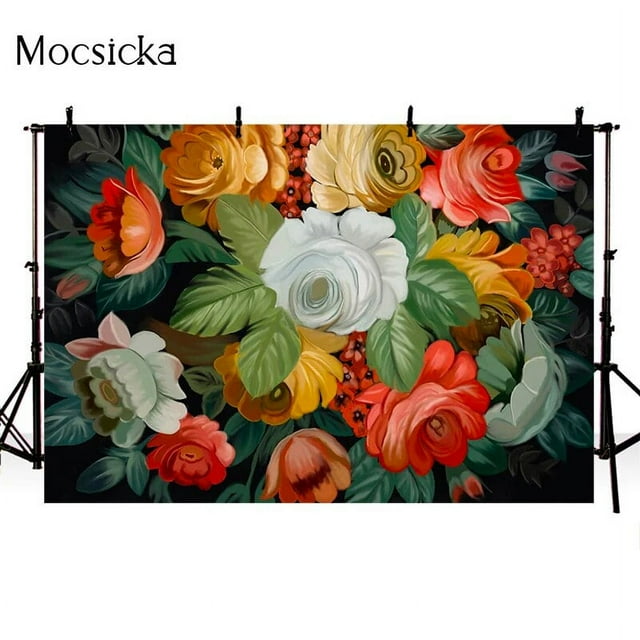 Fine Art Textured Hand Painted Flowers Photography Backdrops Retro ...
