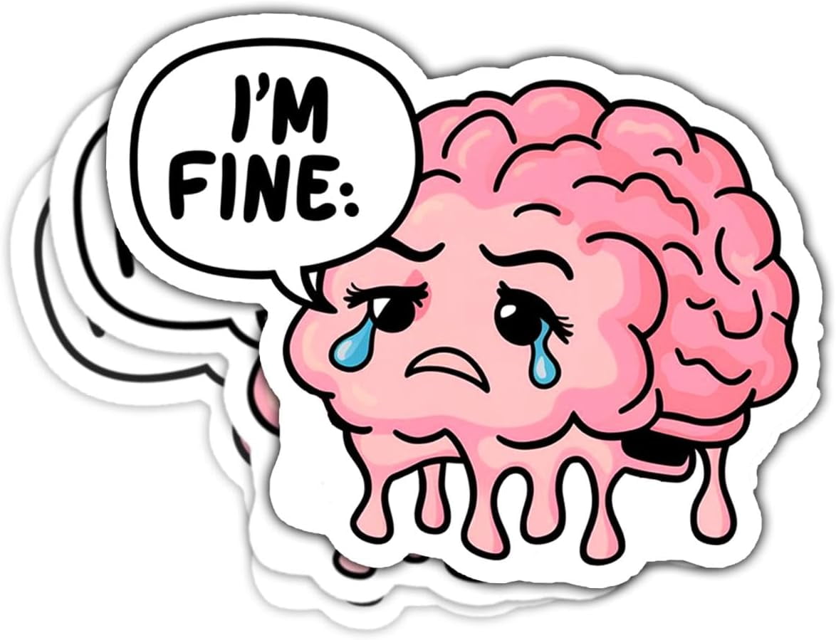 Fine Brain Sticker, Human Brain Decal, Mental Health Neurodivergent ...