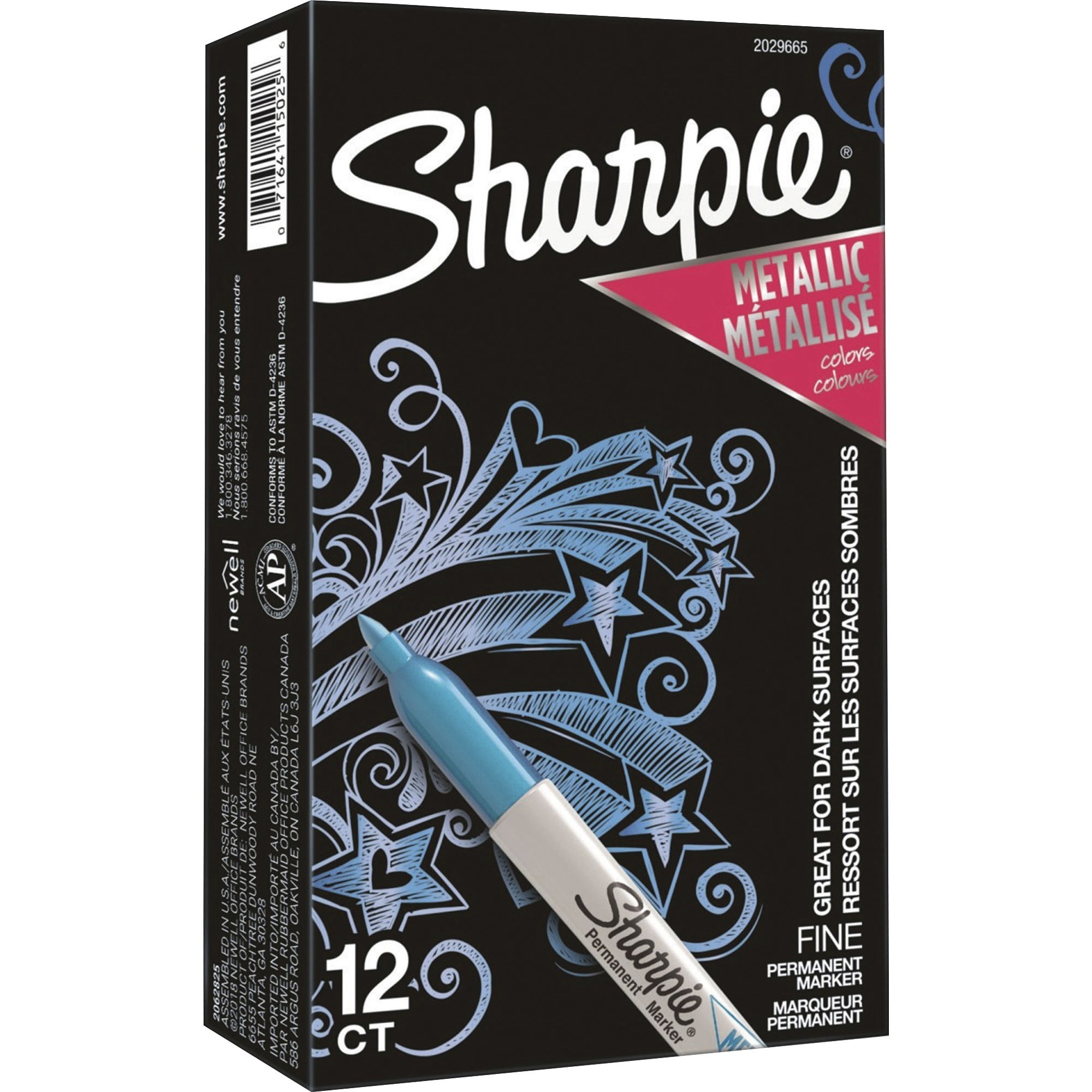 Fine Bullet Tip Metallic Ink Permanent Markers - Blue (1 Dozen ...