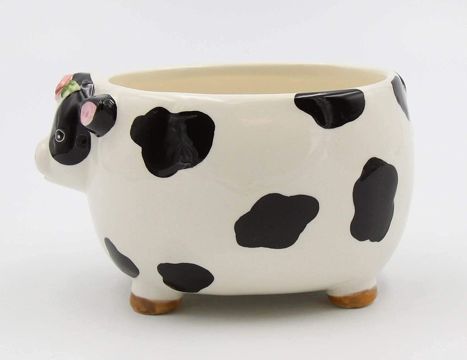 Fine Ceramic Country Barnyard Cow Candy Dish Bowl/Plant Planter, 5" L ...