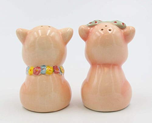 Fine Ceramic Happy Pigs Couple Salt & Pepper Shakers Set, 3-1/8" H ...