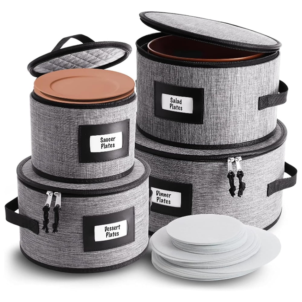 Fine China Storage Containers Hard Shell, 4 Piece Dish Storage ...